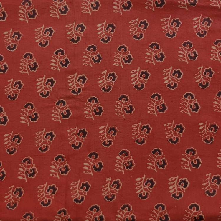 Pre- Cut 1.90 Meters Pure Cotton Ajrak Rust Vegetable Dyed With Cream – Sanskruti