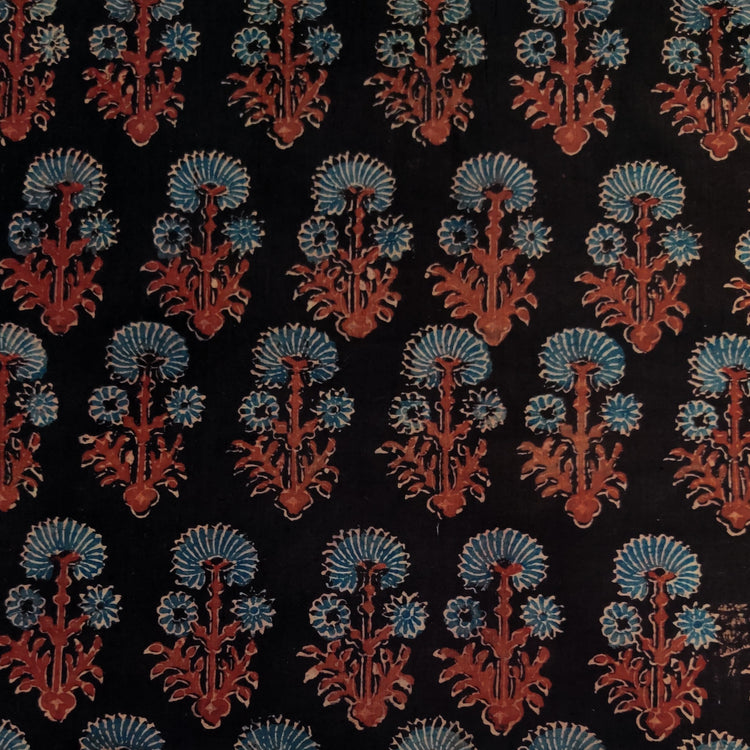 Pre Cut 1.70 Meter Pure Cotton Ajrak Black With Ajrak Motif Hand Block – Sanskruti