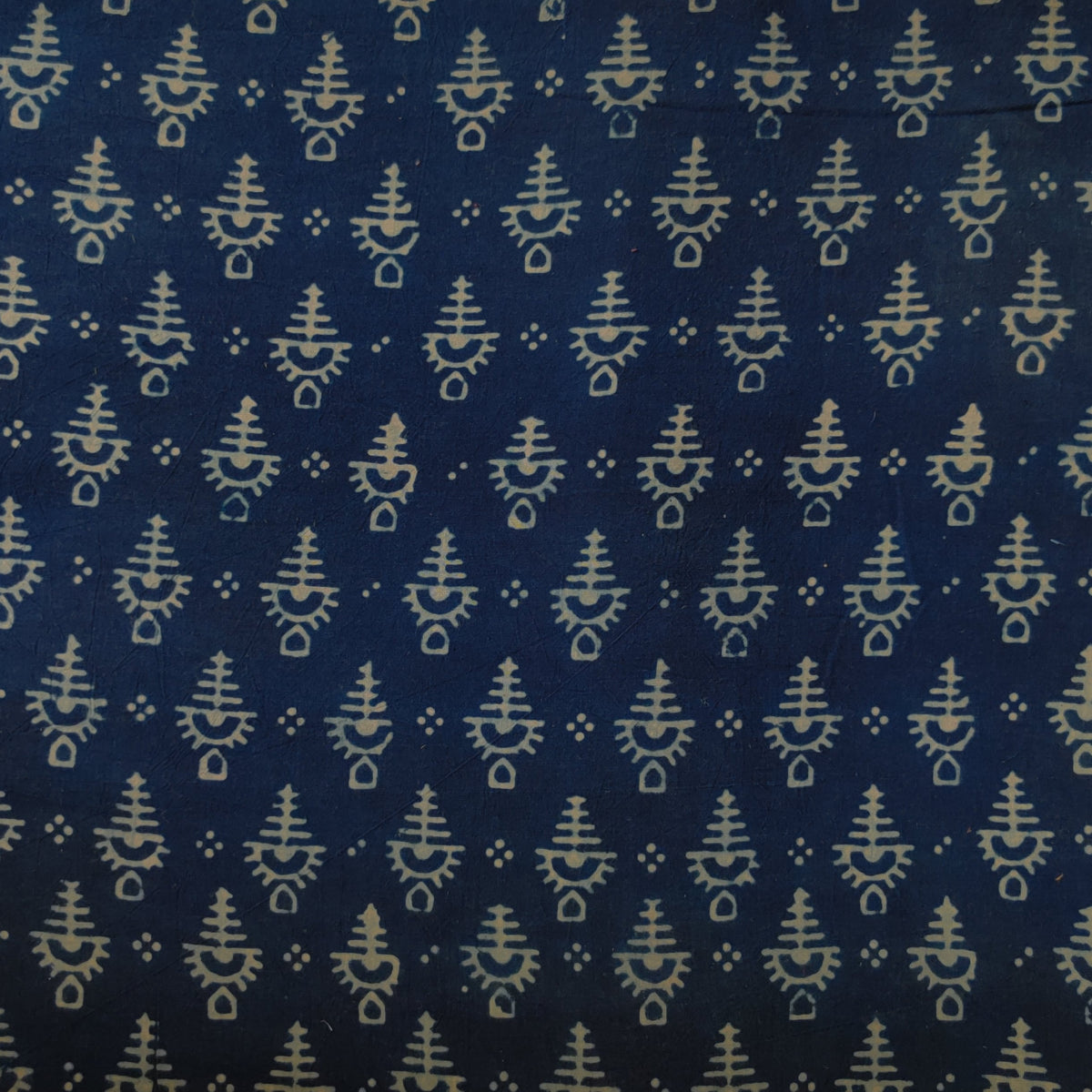 Pure Cotton Ajrak Blue With All Over Tribal Motifs Hand Block Print Fa ...