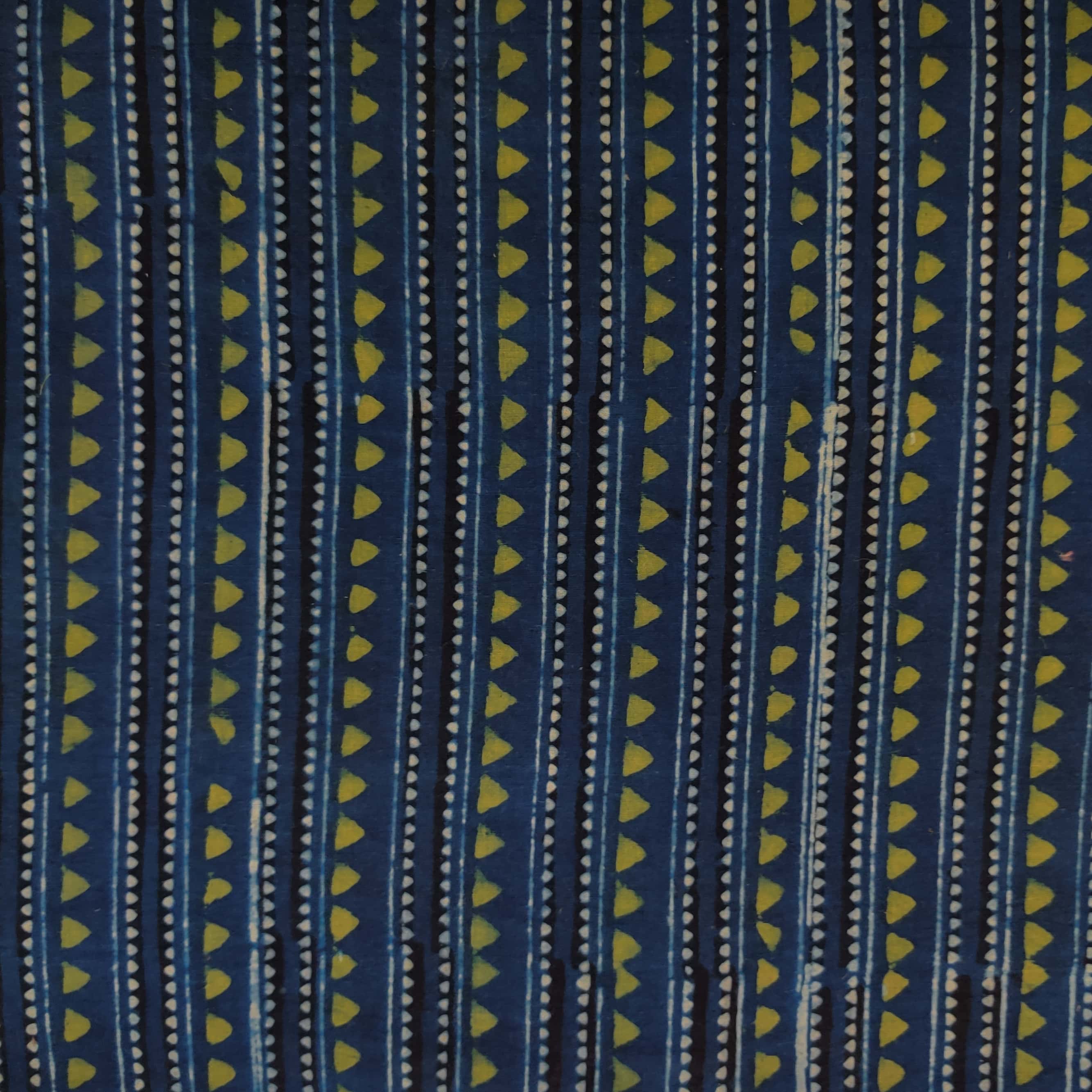 Precut 1.35 Meter Pure Cotton Ajrak Blue With Green Black Cream Tribal – Sanskruti