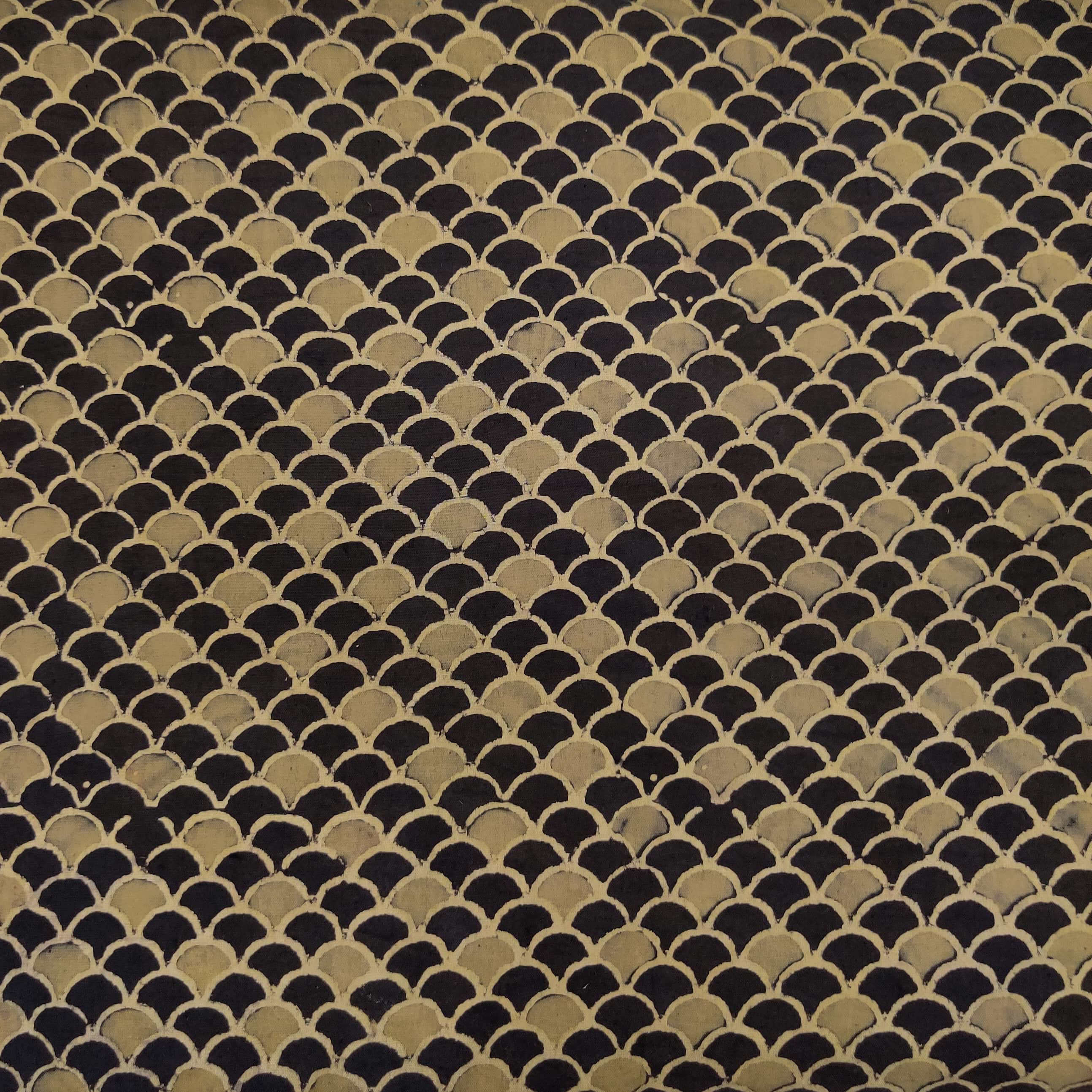 Pure Cotton Ajrak Brown Sandy Mustard Scales Hand Block Print Fabric ...