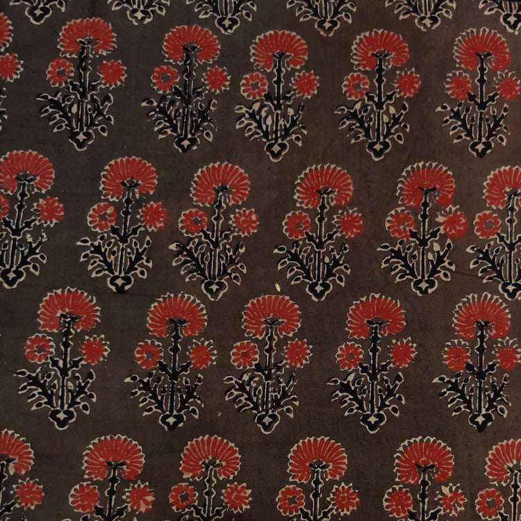 Pure Cotton Ajrak Brown With Ajrak Motif Hand Block Print Fabric ( Blo ...