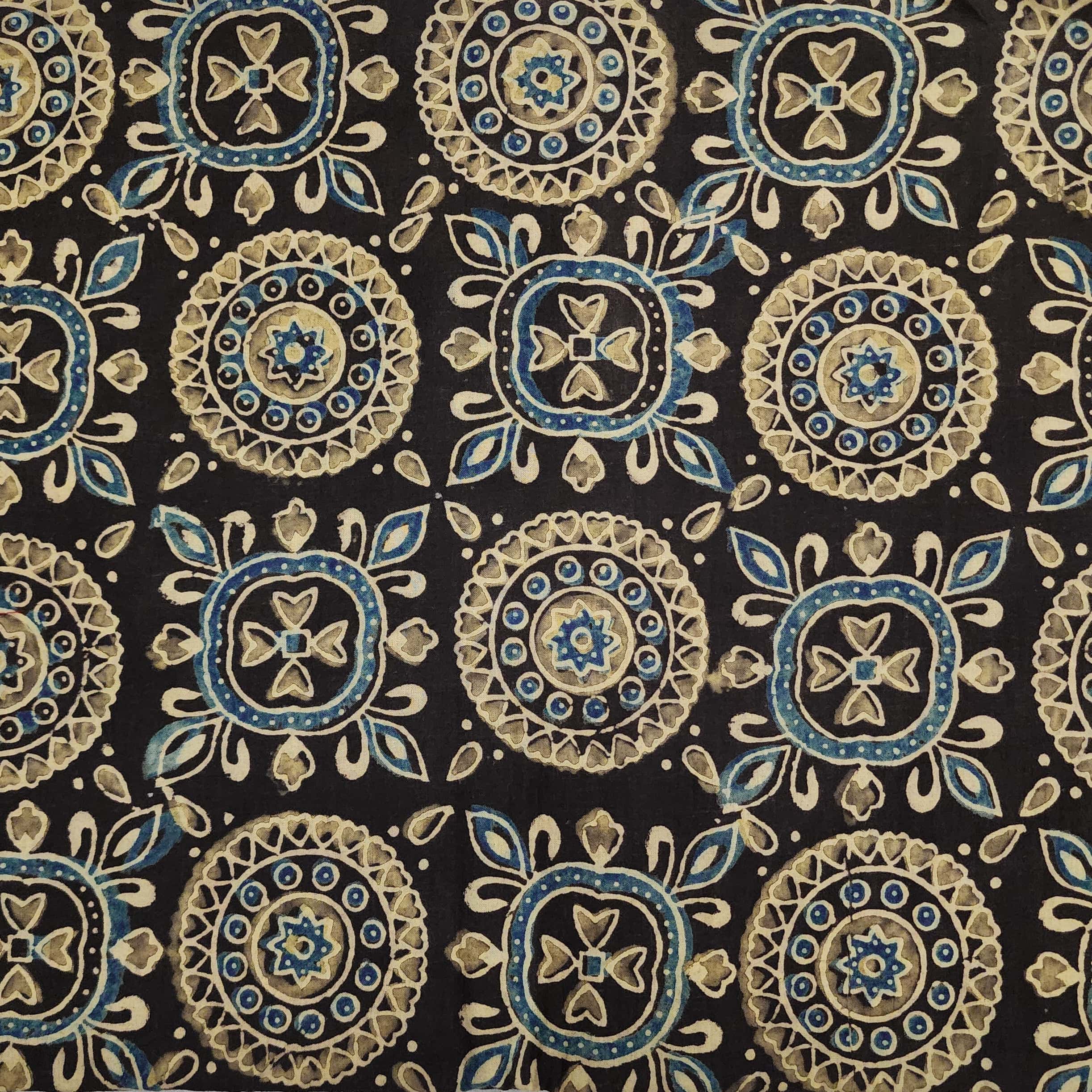 Pure Cotton Ajrak Brown With Chakra And Flower Star Mehendi Design Han ...