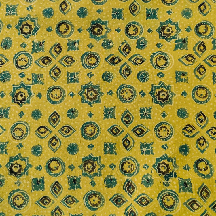 Pure Cotton Ajrak Sandy Brown Tile Hand Block Print Fabric – Sanskruti