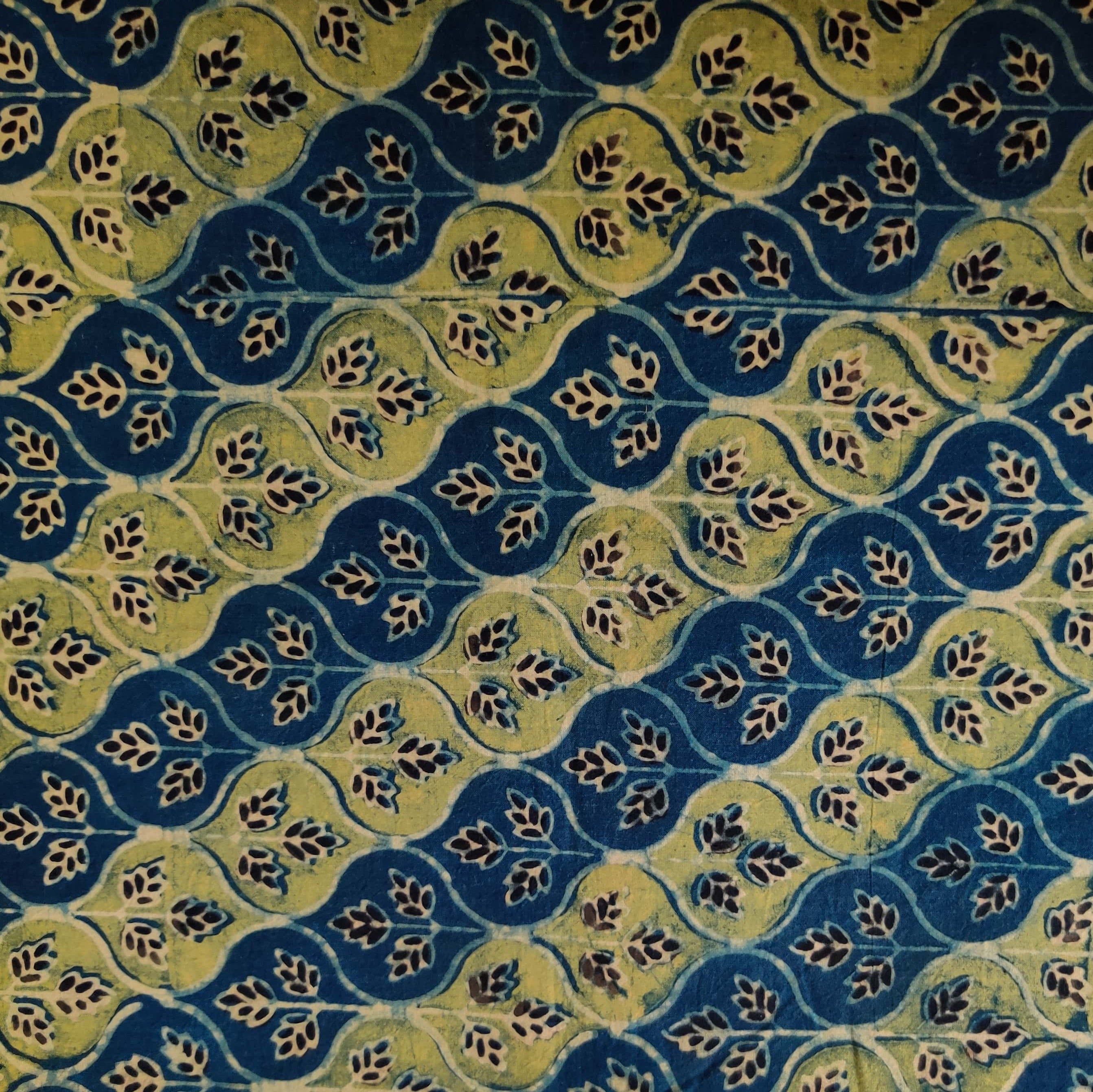 Blouse Piece 1.25 meter Pure Cotton Ajrak Persian Blue With Comb Style ...
