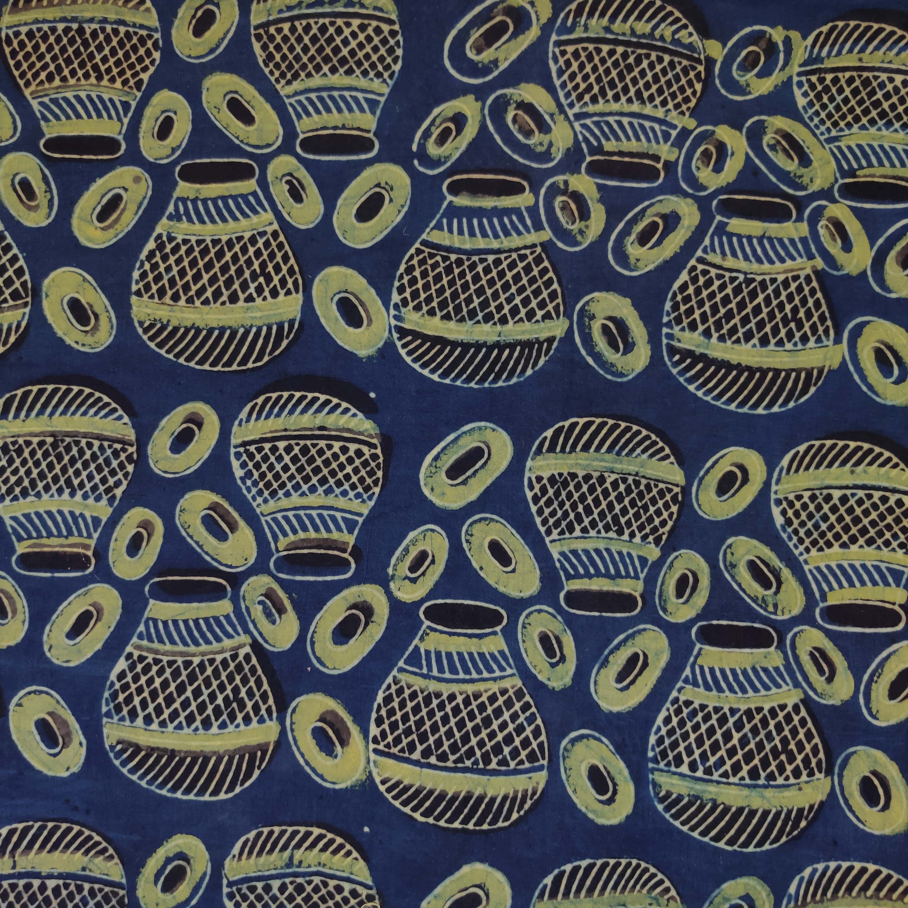 Pure Cotton Ajrak Persian Blue With Green Cream Matka Hand Block Print ...