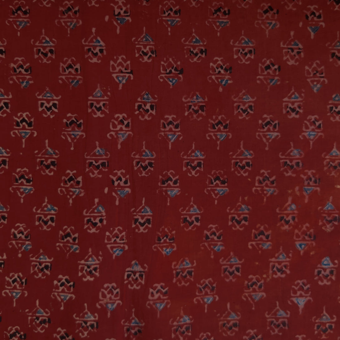 Pure Cotton Ajrak Ruat With Tribal Motifs Hand Block Print Fabric ...