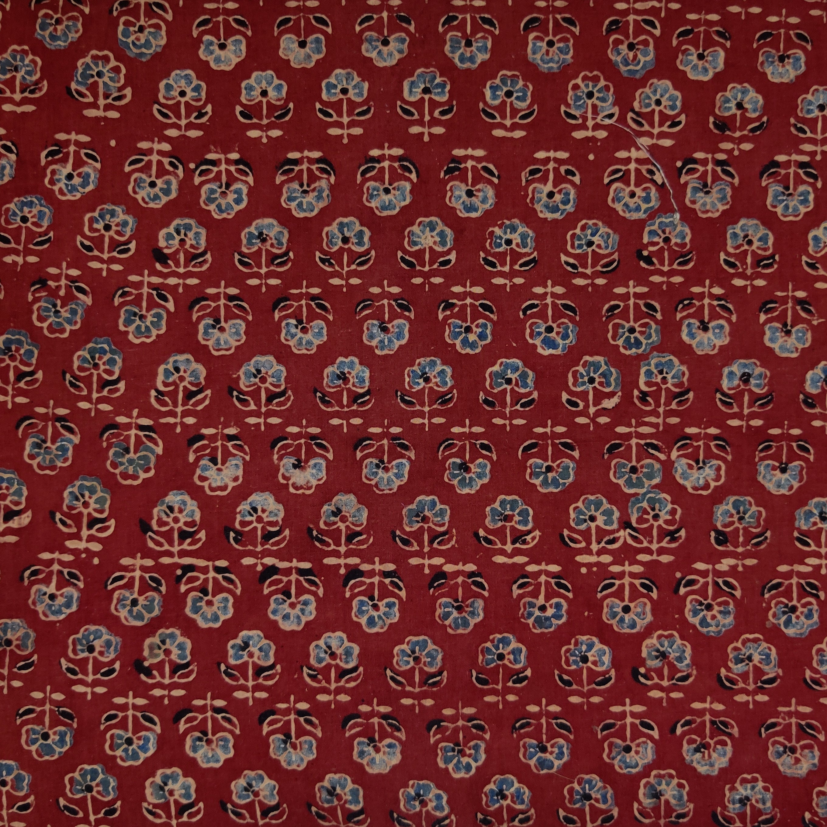 Pure Cotton Ajrak Rust Small Motif Hand Block Print Fabric – Sanskruti