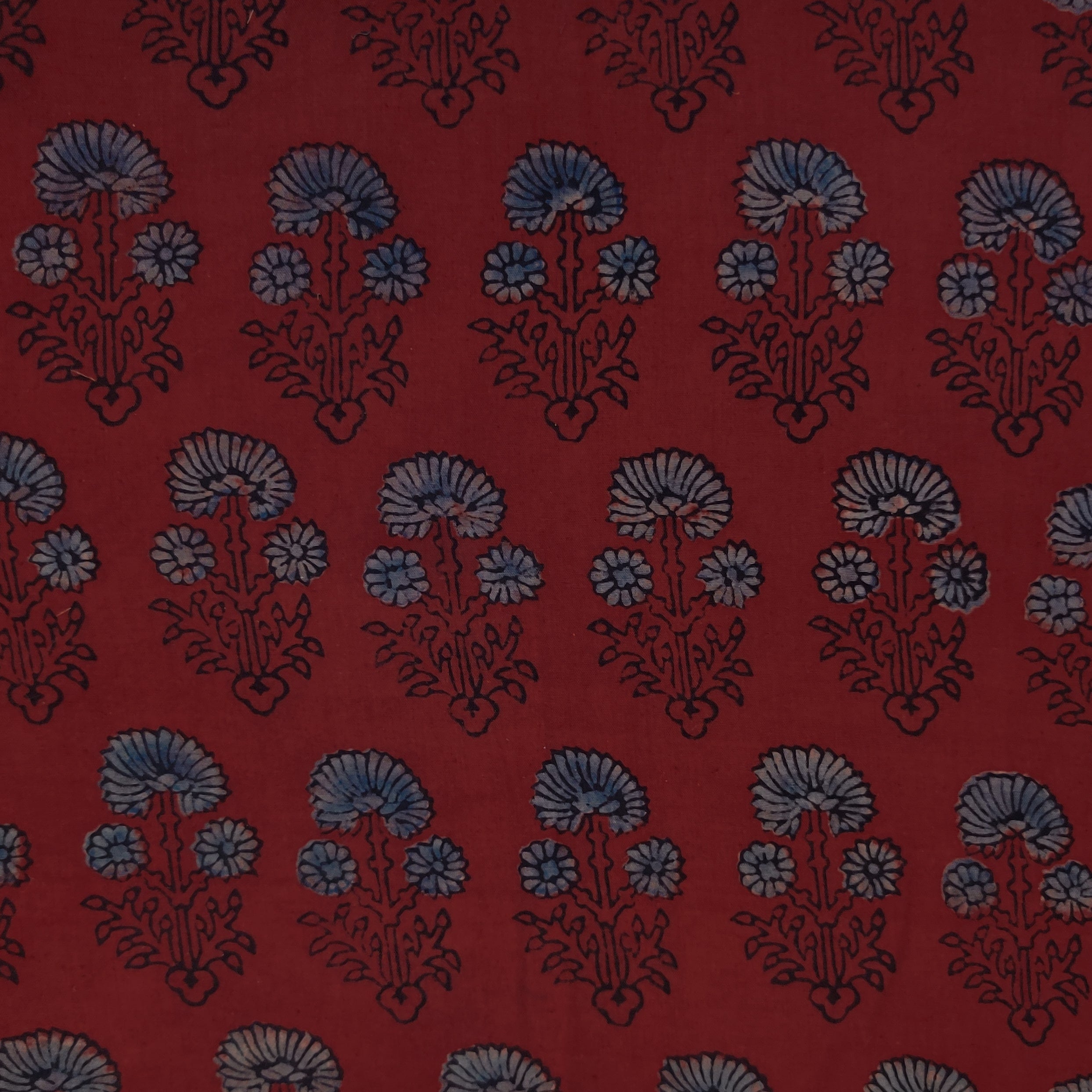 Pure Cotton Ajrak Rust With Black Blue Ajrak Motifs Hand Block Print F ...