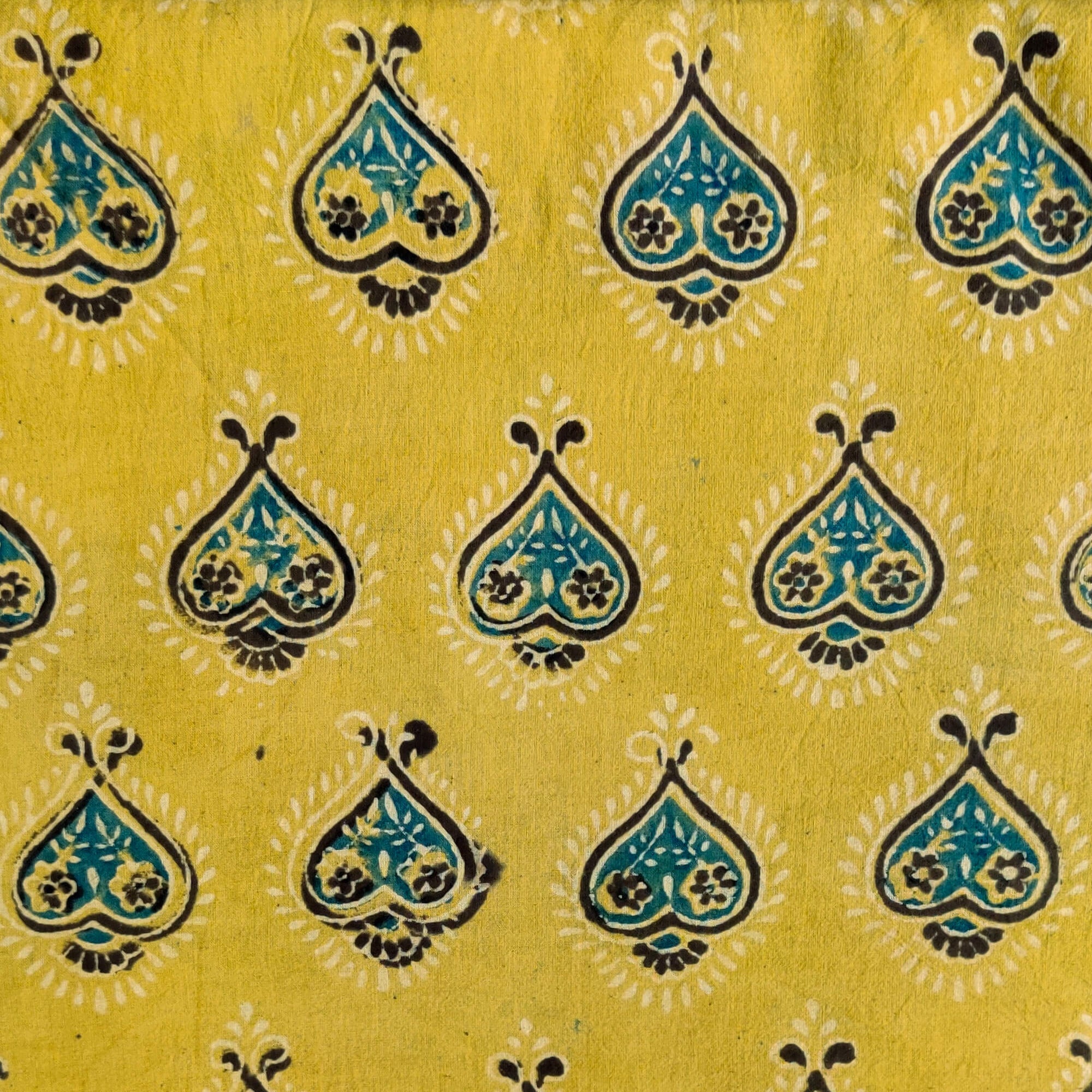 Pure Cotton Ajrak Sandy Brown With Mehendi Motif Hand Block Print Fabr ...