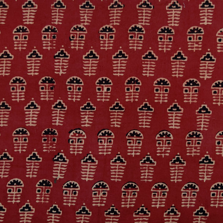 Pre Cut 1.5 Meter Pure Cotton Ajrak Vegetable Dyed Madder With Black M – Sanskruti