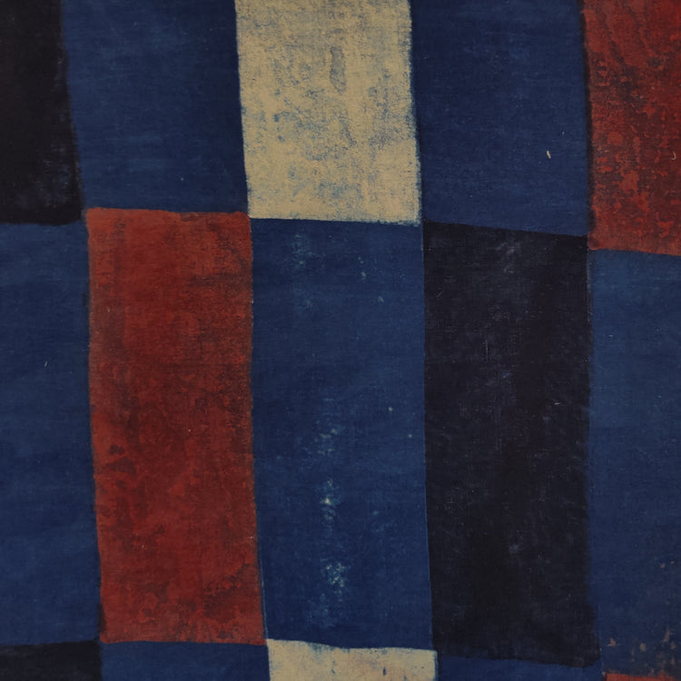 Pure Cotton Ajrak With Rust Blue Black And Cream Blocks Hand Block Pri ...