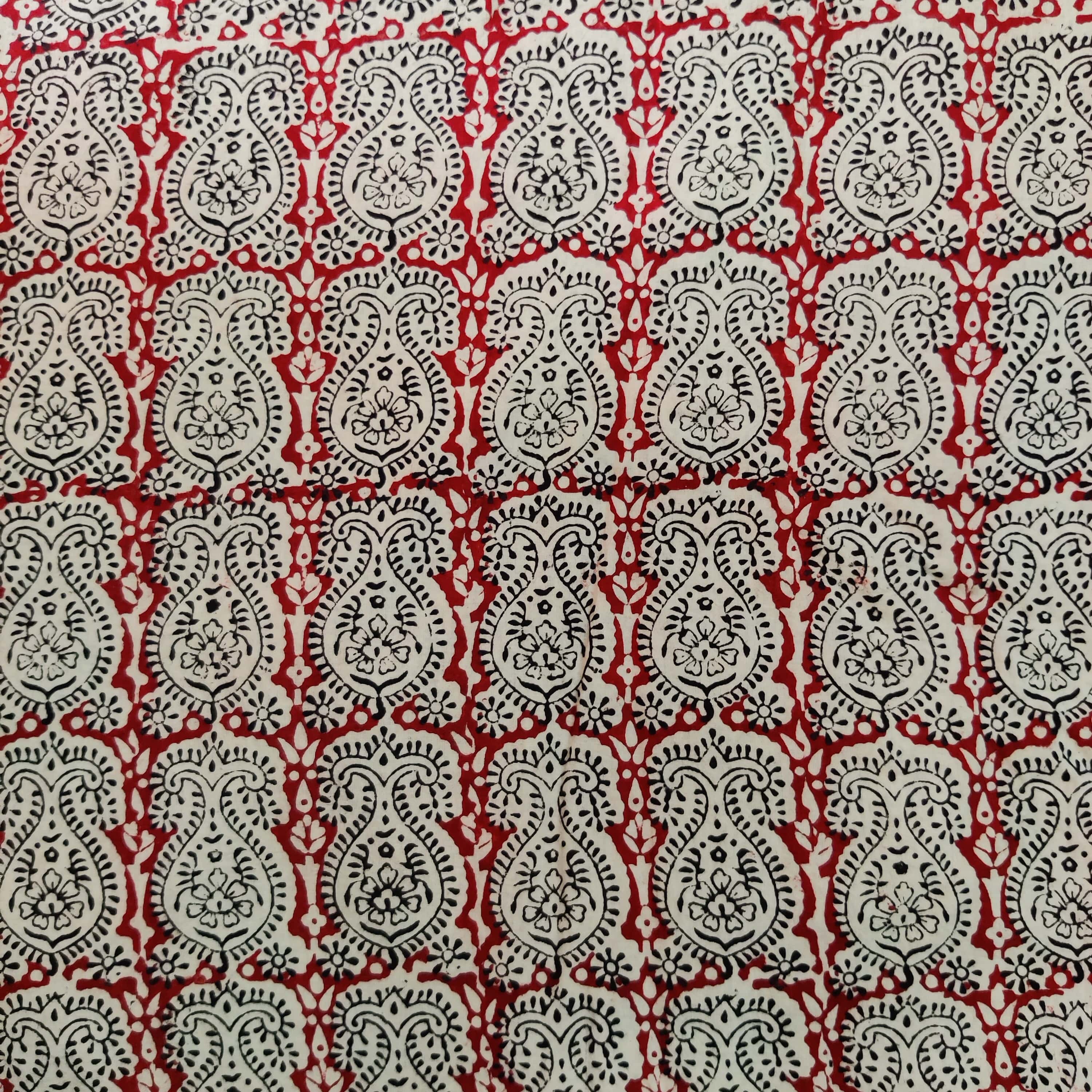 Pure Cotton Bagh Maroon With Indie Motif Hand Block Print Fabric ...