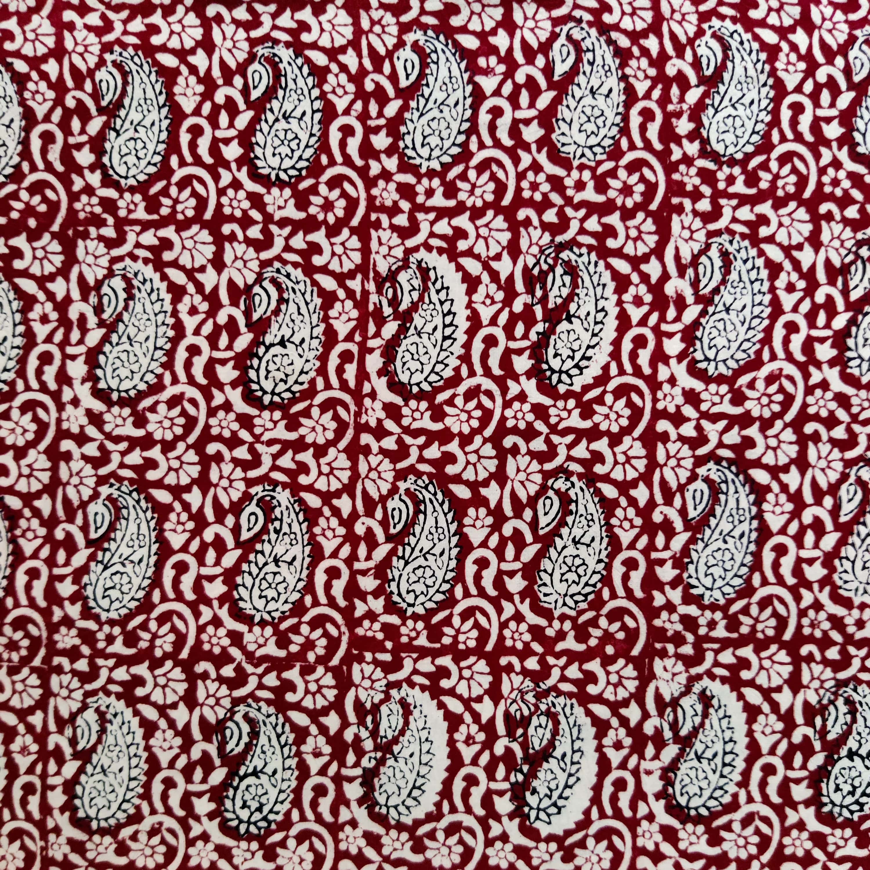 Pure Cotton Bagh Rust With Self Design And Black Kairi Motifs Hand Blo ...