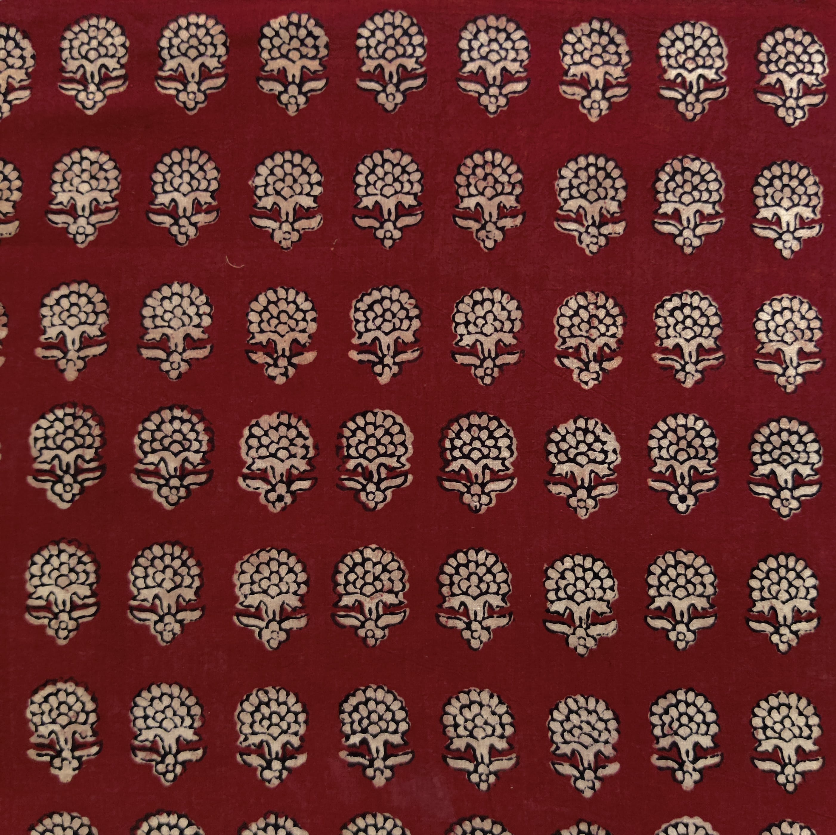 Pure Cotton Bagh Rust With Small Bud Motifs Hand Block Print Fabric ...