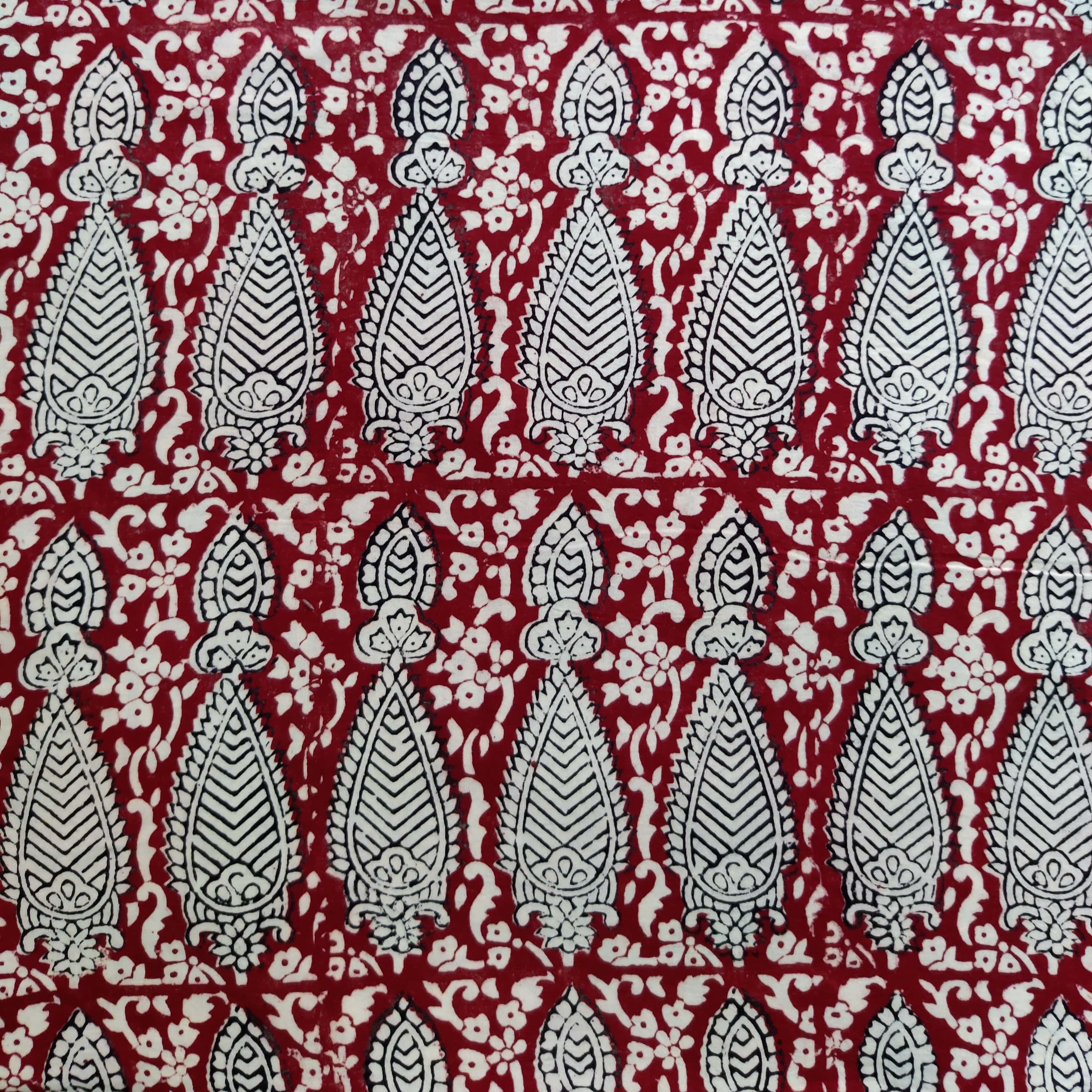 Pure Cotton Bagh Rust With Tribal Ashok Hand Block Print Fabric – Sanskruti