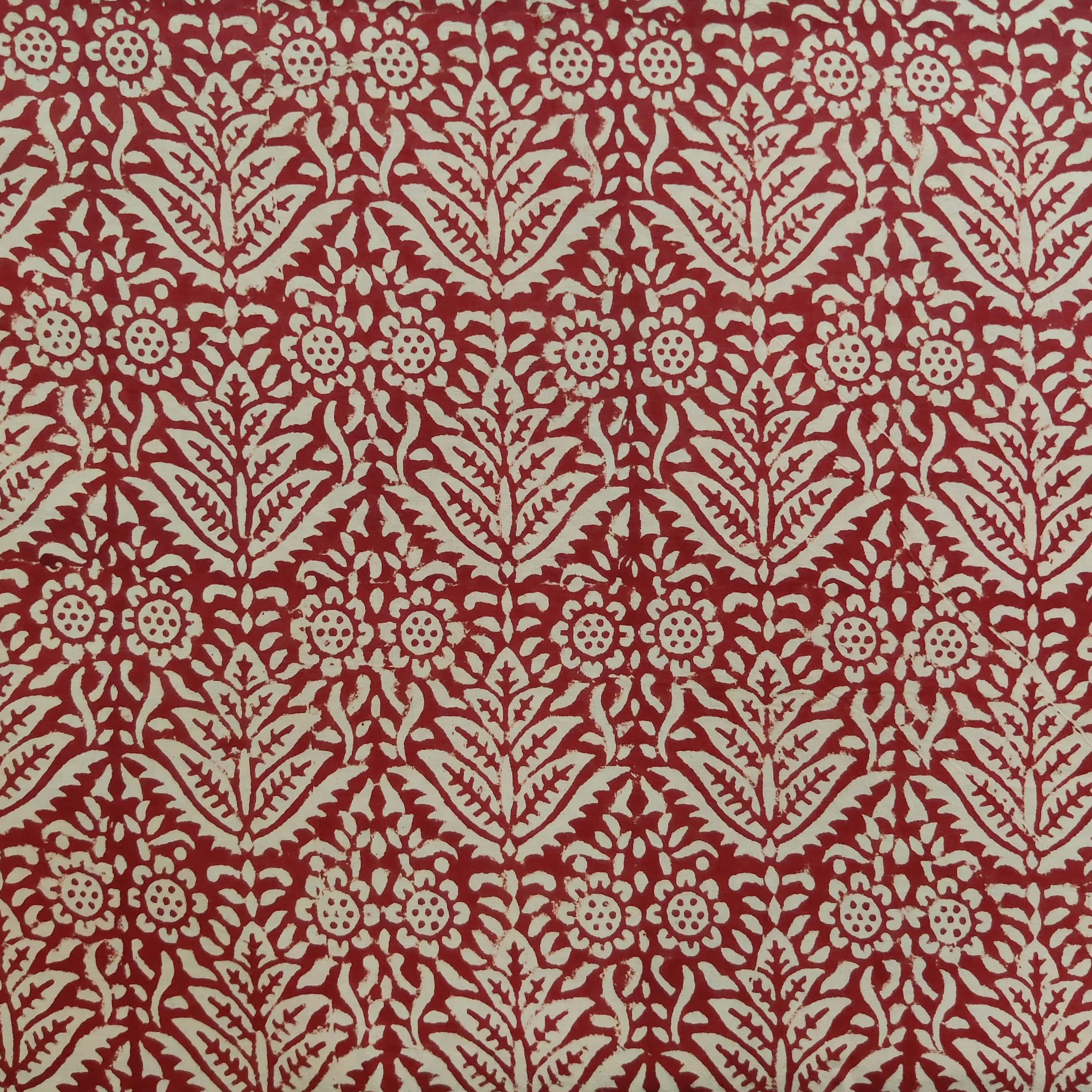 Pure Cotton Bagru Dabu With All Over Plant Pattern Hand Block Print Fa ...