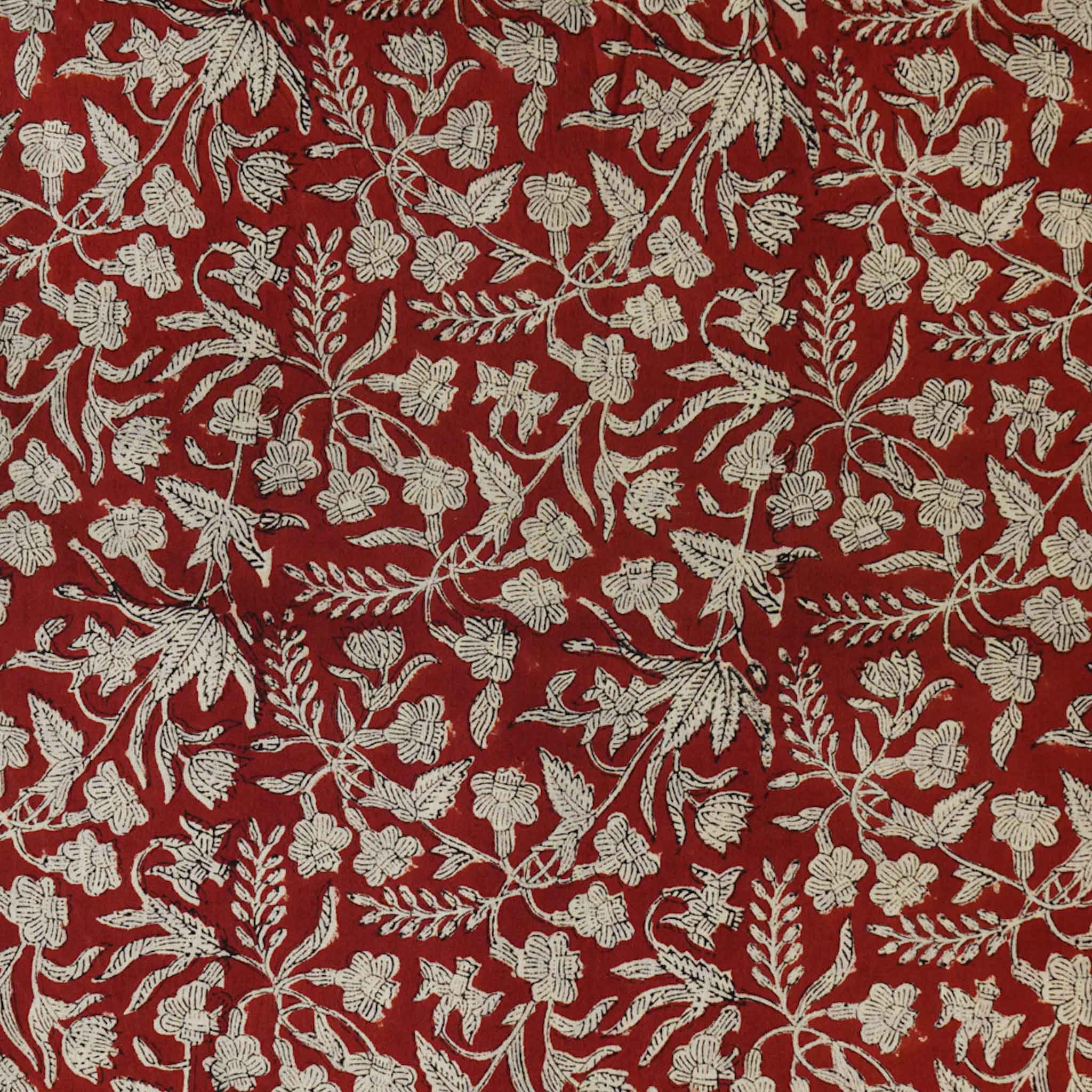 Pure Cotton Bagru Rust With Cream Jaal Hand Block Print Fabric – Sanskruti