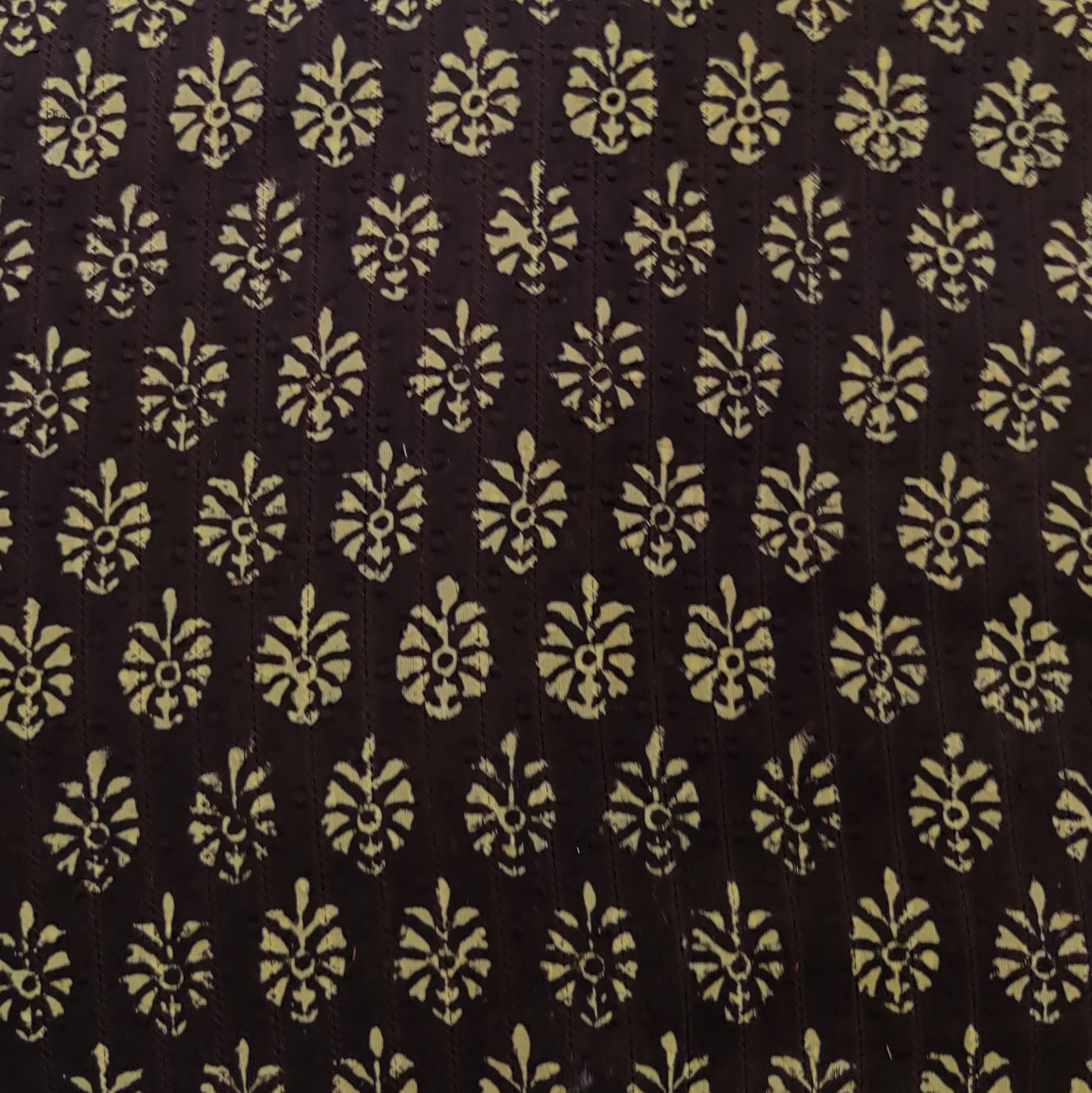 Pure Cotton Brown Doby With Floral Motifs Hand Block Print Fabric ...