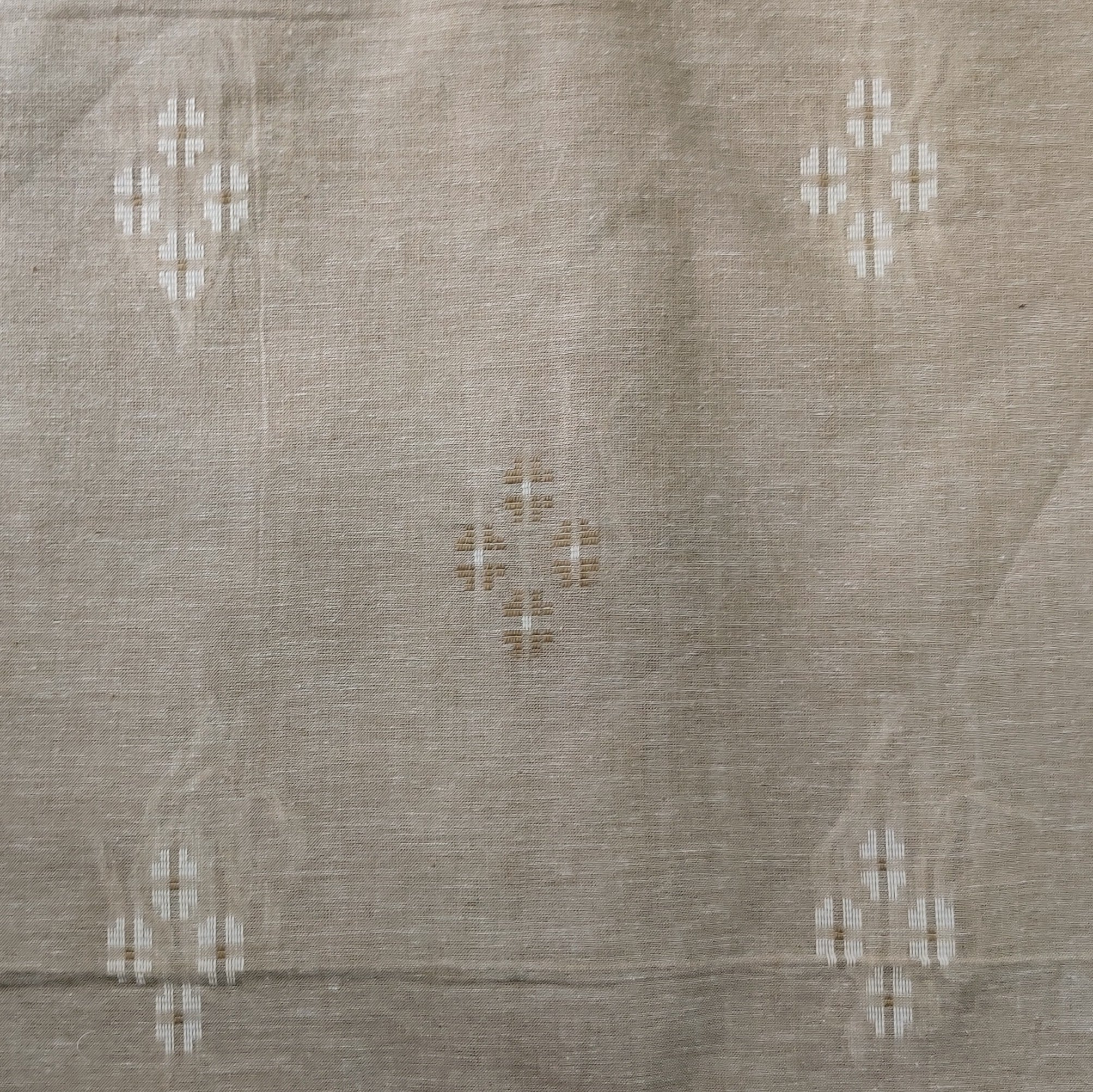 Pure Cotton Cream With Cream Beige Woven Motifs Fabric – Sanskruti