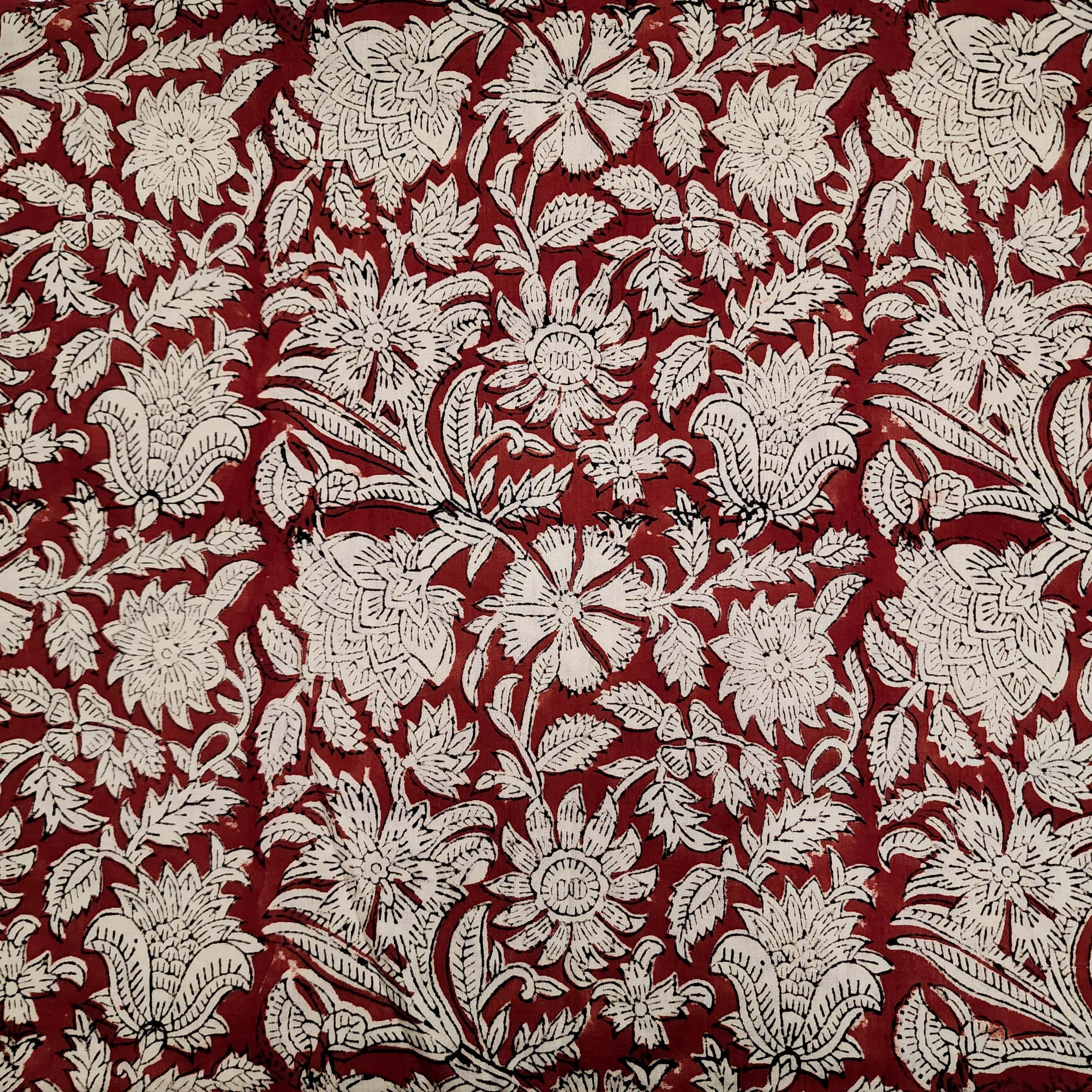 Pure Cotton Dabu Bagru Rust With Beige Crowded Jaal Hand Block Print F ...