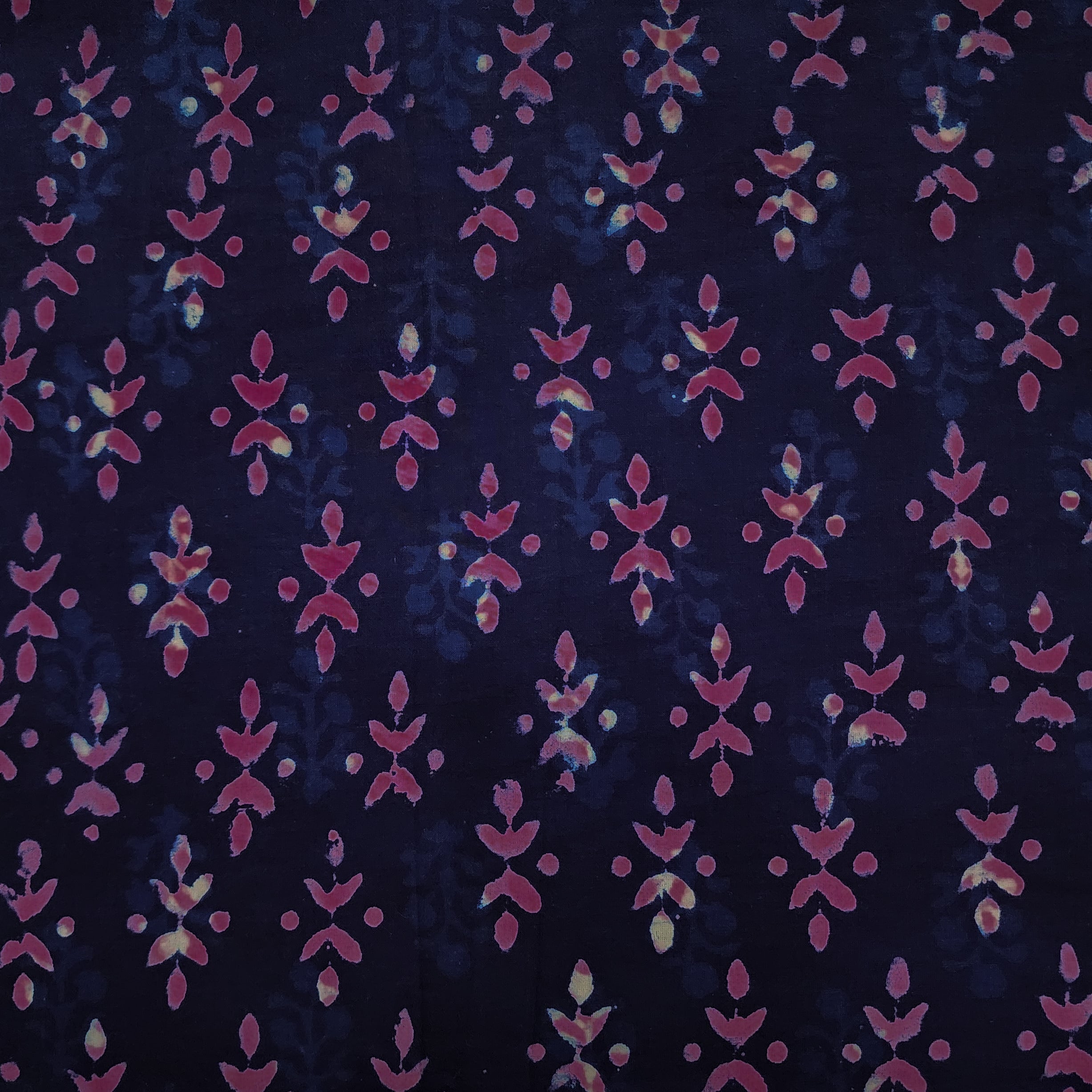 Pure Cotton Dabu Navy Blue With Pink Batik Motif Hand Block Print Fabr ...