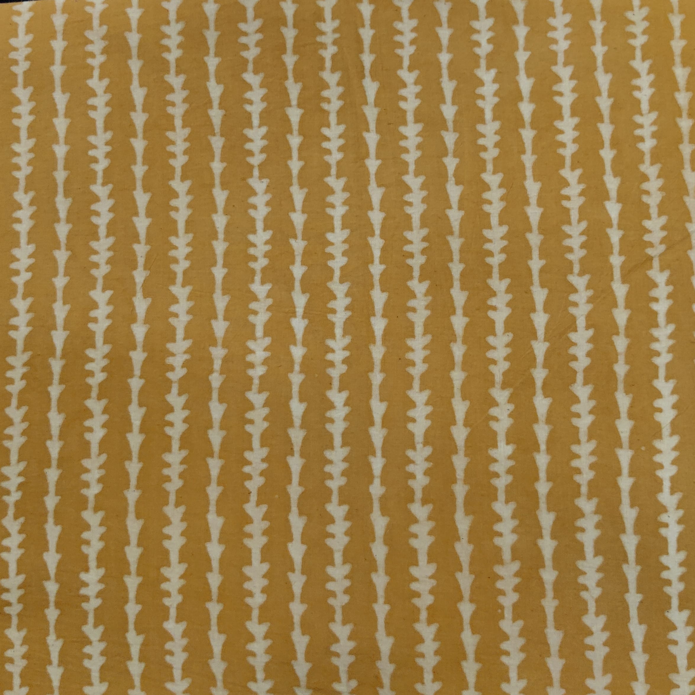 Pure Cotton Dabu Sandy Mustard With Tiny Arrow Head Stripes Hand Block ...