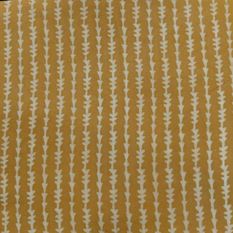 Pure Cotton Dabu Sandy Mustard With Tiny Arrow Head Stripes Hand Block ...