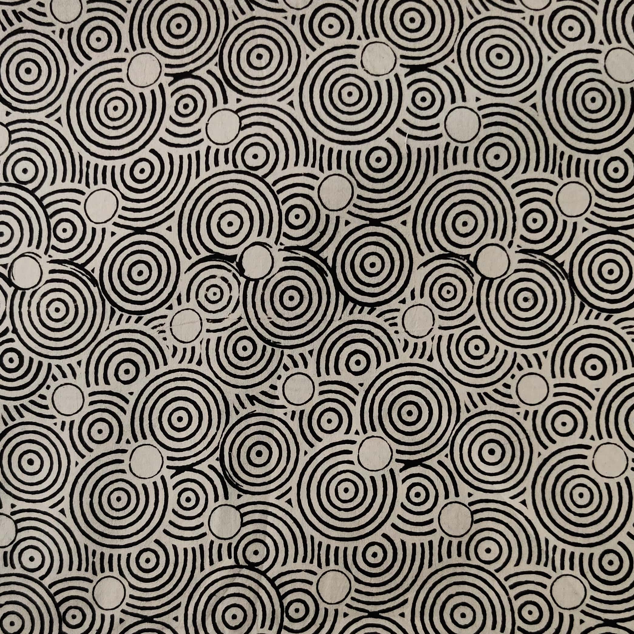Pure Cotton Dabu With Concentric Circles Pattern Hand Block Print Fabr ...
