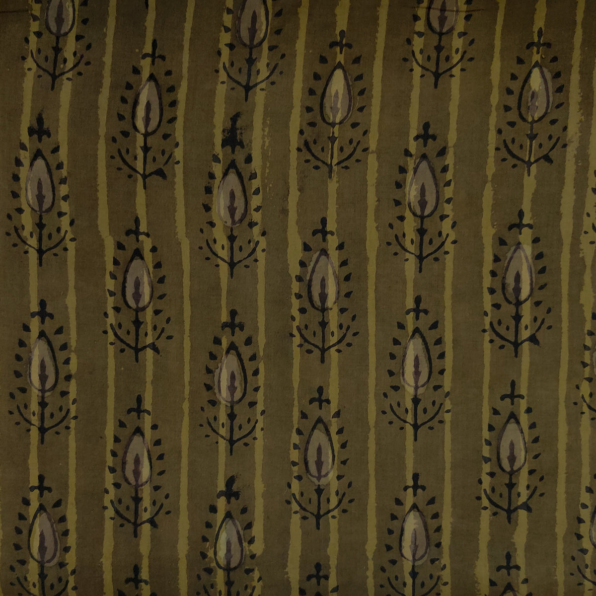 Pure Cotton Dabu With Self Stripes And Motifs Hand Block Print Fabric ...