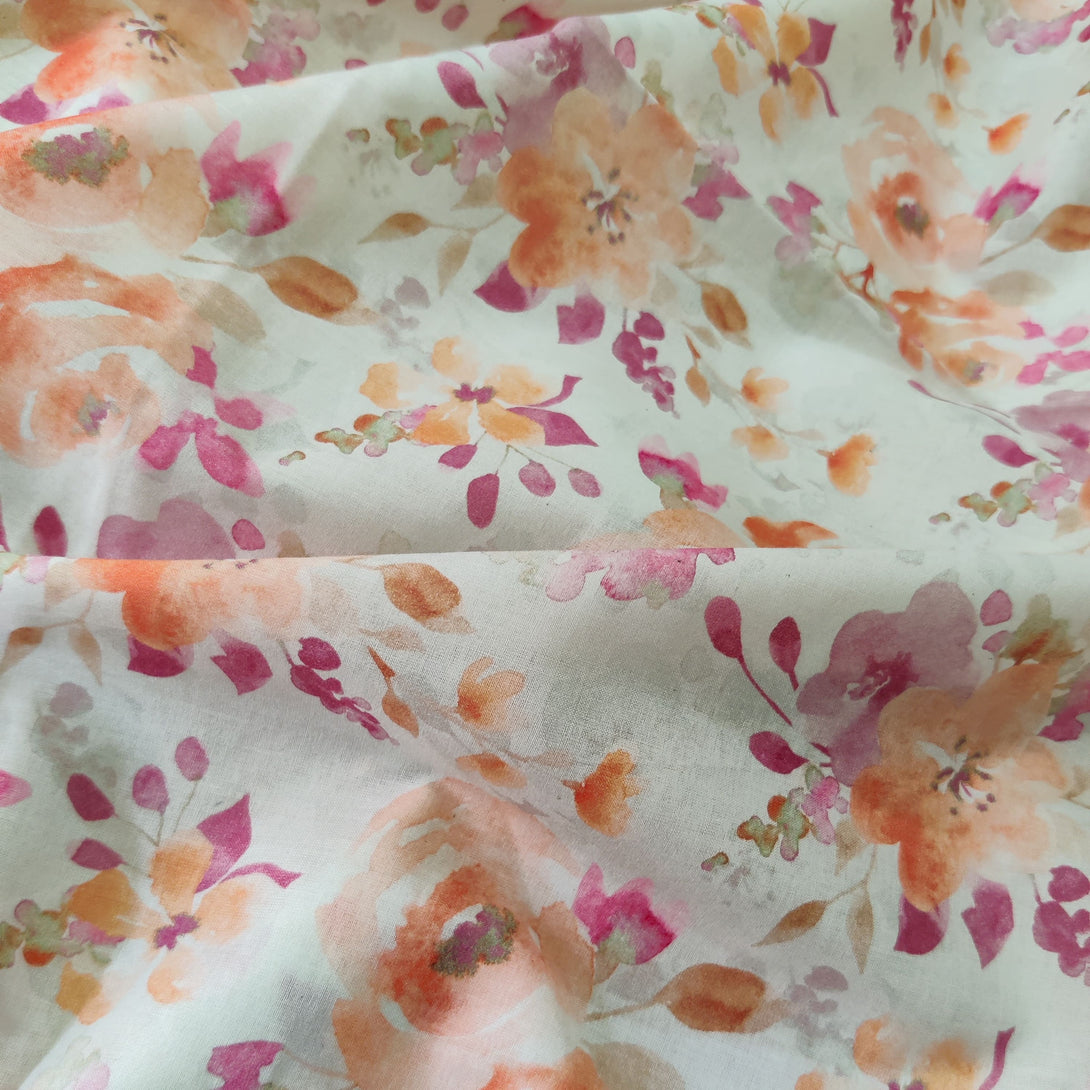 Surat Cotton Digital Print With Roses Floral Fabric – Sanskruti
