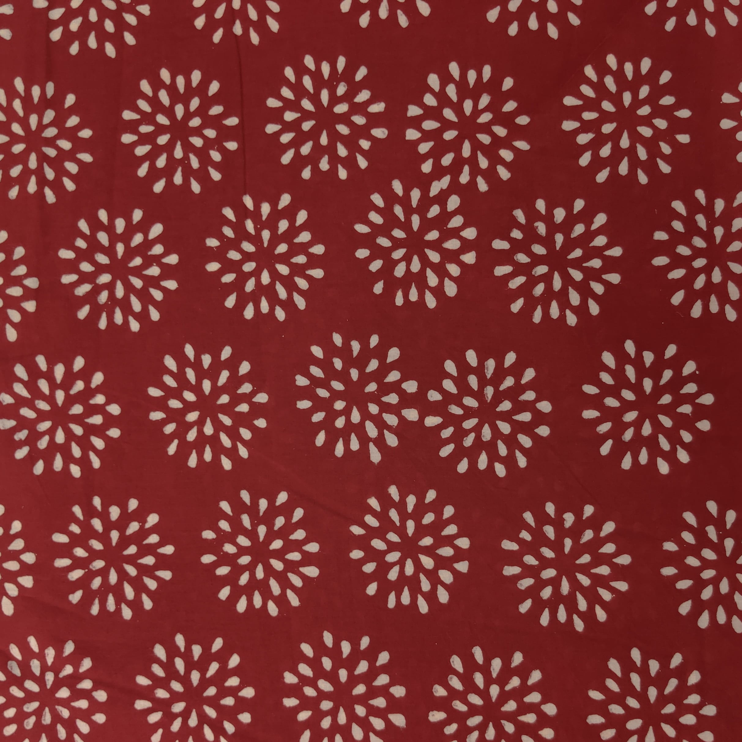 Pure Cotton Discharge Rust With Dot Flower Motif Hand Block Print Fabr ...