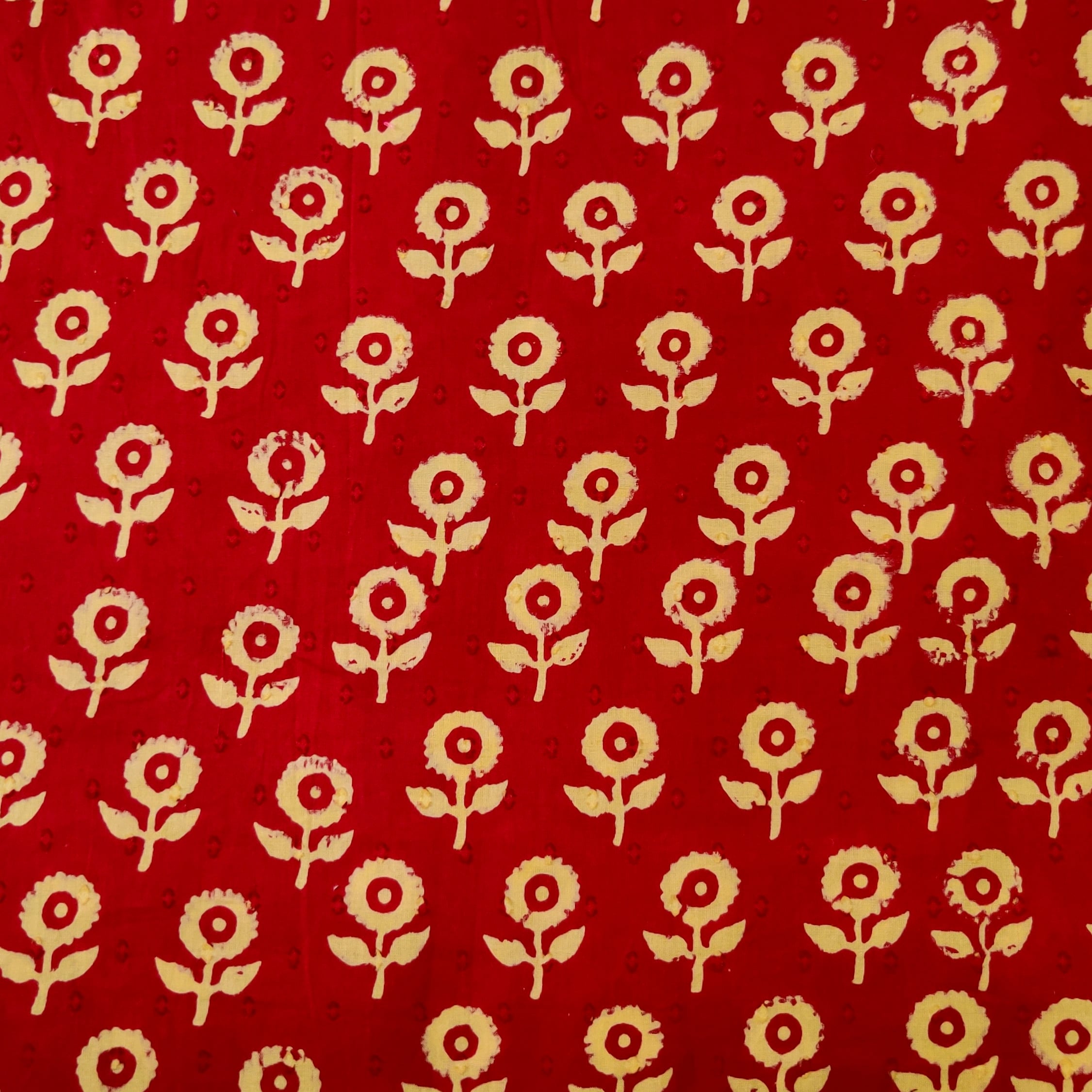 Pure Cotton Doby Dabu Maroon With Tiny Flower Hand Block Print Fabric ...