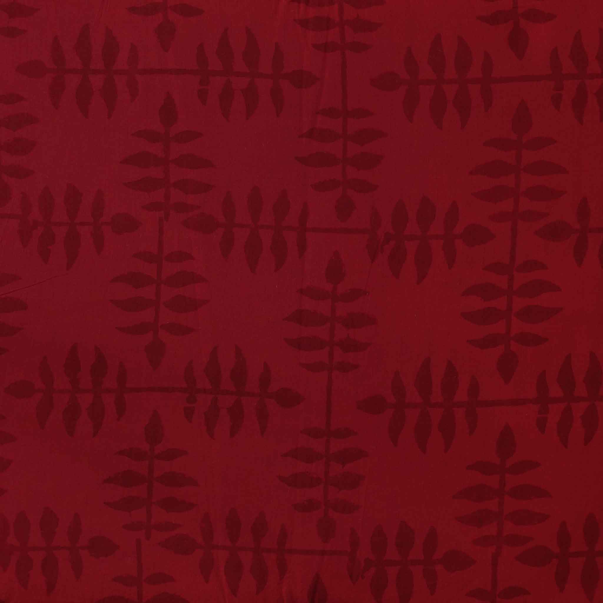 Pure Cotton Gamthi Red With Light Red Four Leaves Hand Block Print Fab ...