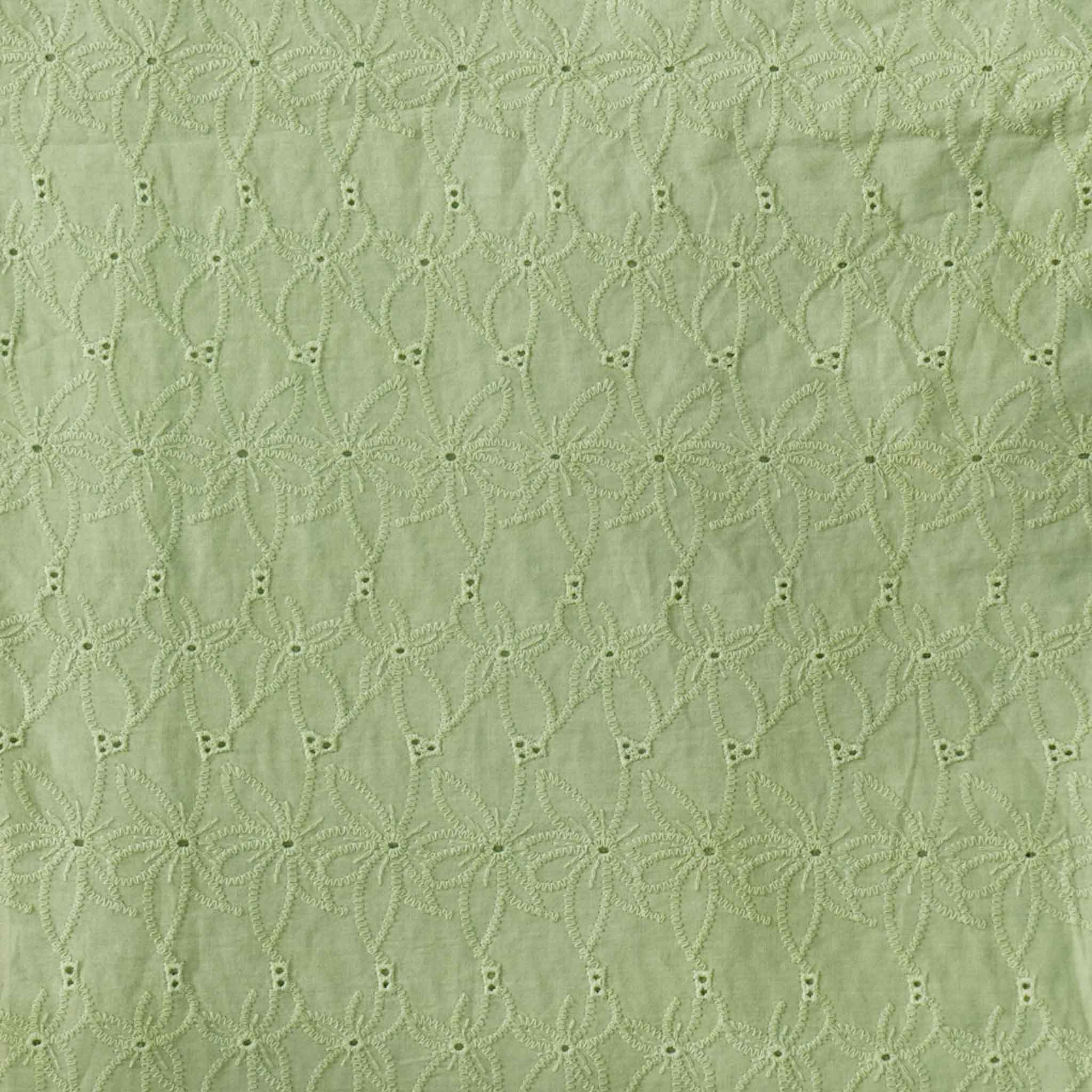 (Width 56 inches) Pure Cotton Hakoba Pastel Green With All Over Flower ...