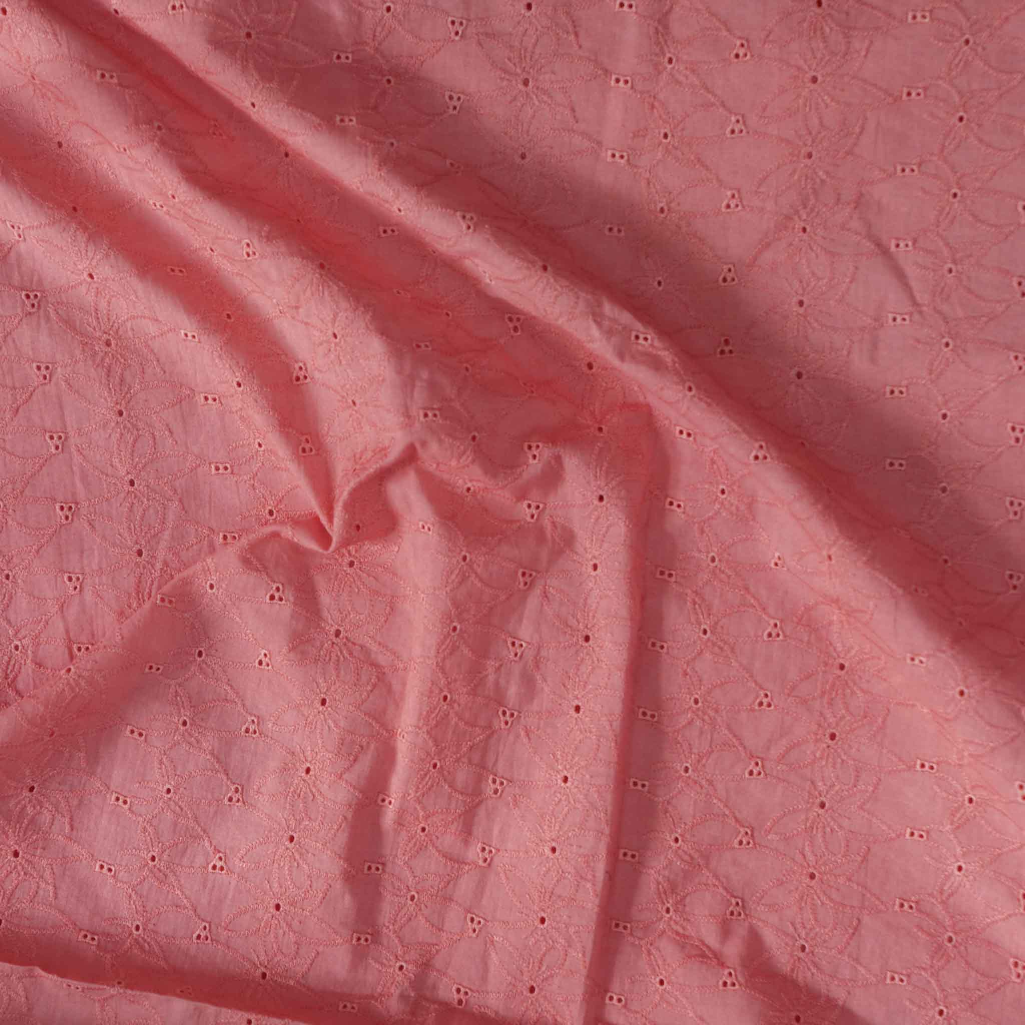 (Width 58 inches) Pure Cotton Hakoba Pastel Pink With All Over Flowers ...