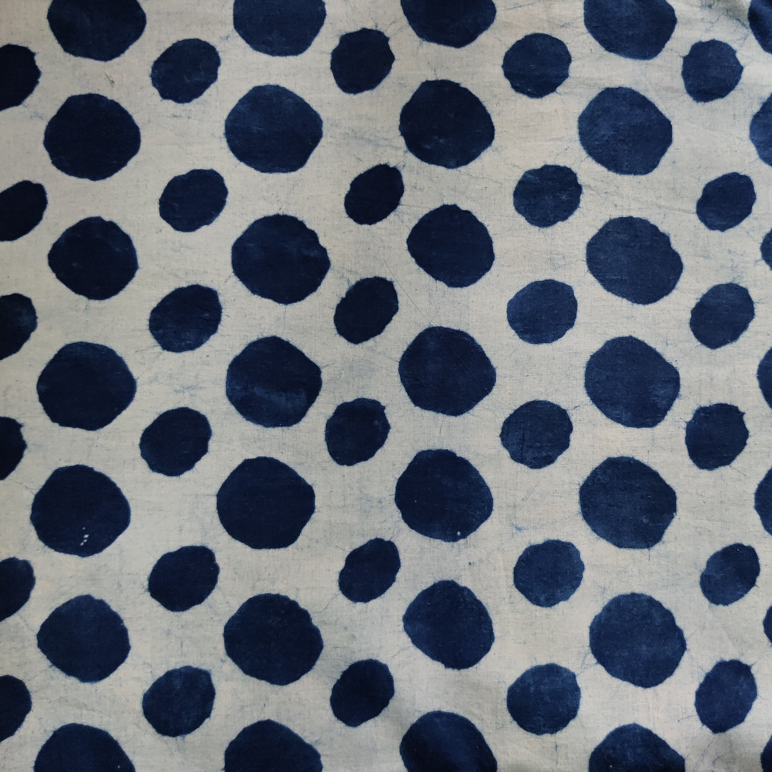 Pure Cotton Indigo Big And Small Polka Dot Hand Block Print Fabric ...