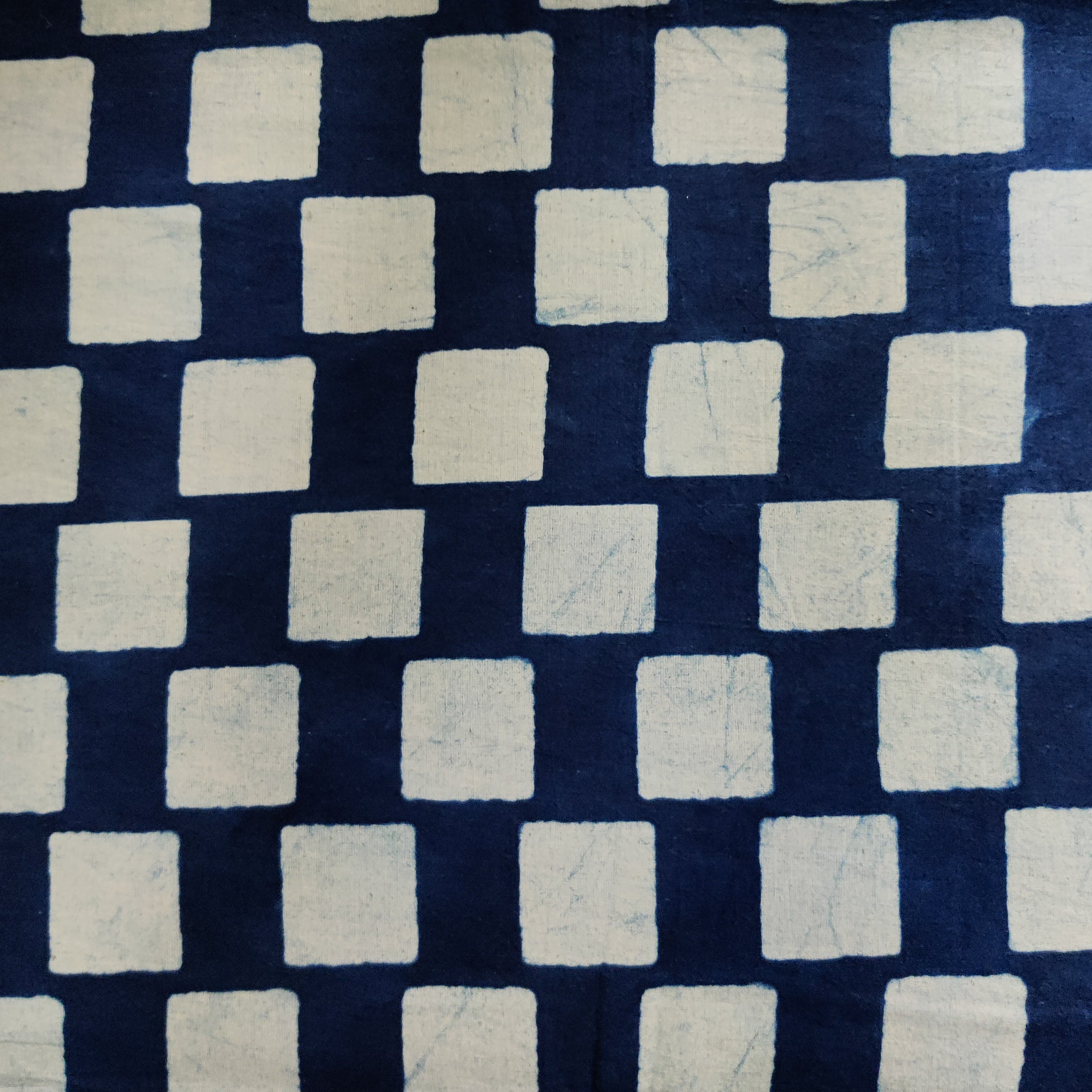 Pure Cotton Indigo Square Checks Hand Block Print Fabric – Sanskruti
