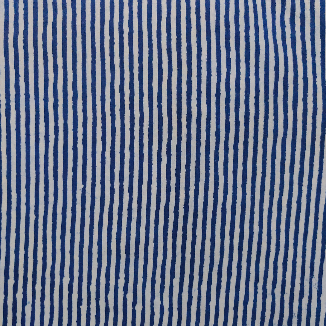 Pure Cotton Indigo Stripes Hand Block Print Fabric – Sanskruti