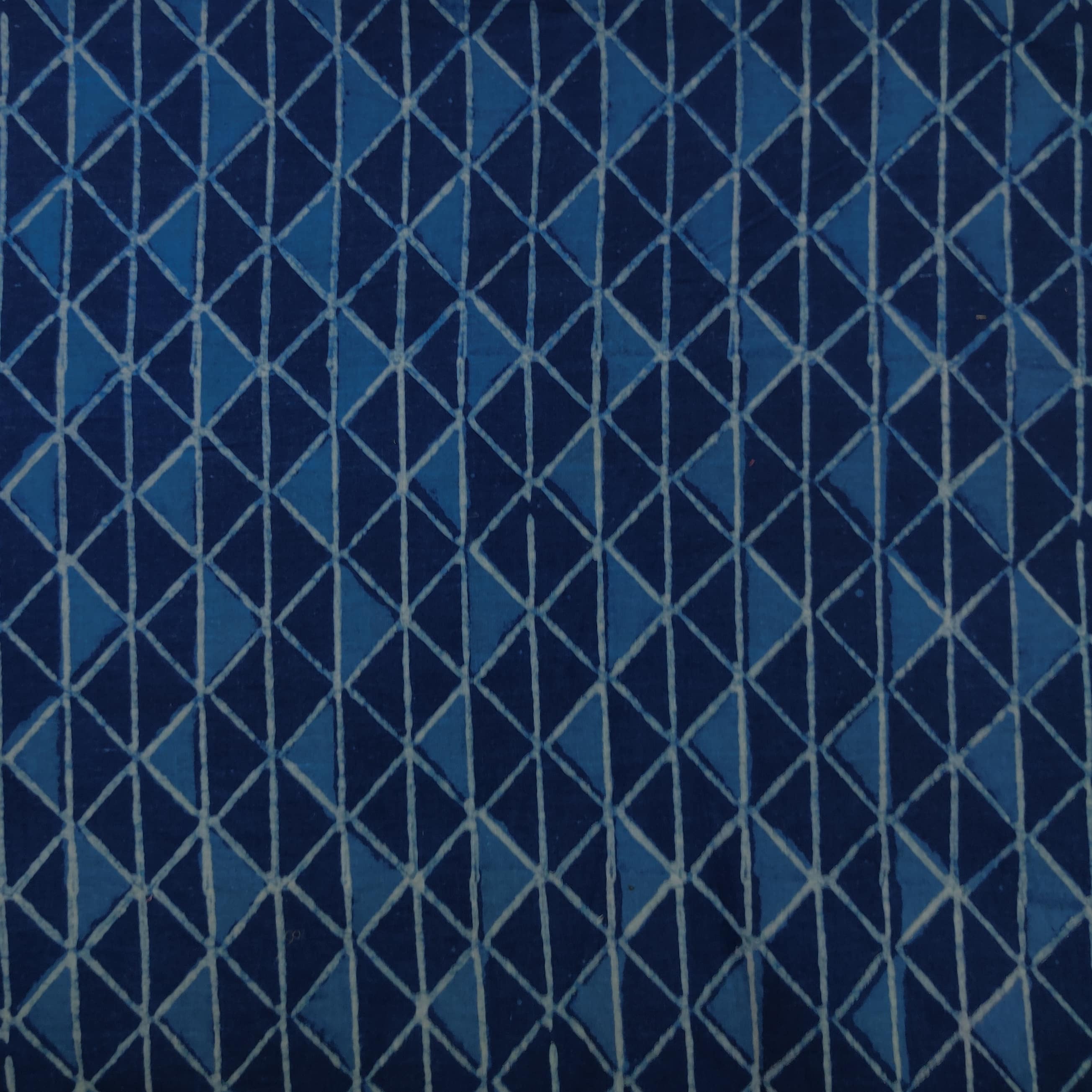 Pure Cotton Indigo Triangles Geometric Pattern Hand Block Print Fabric ...