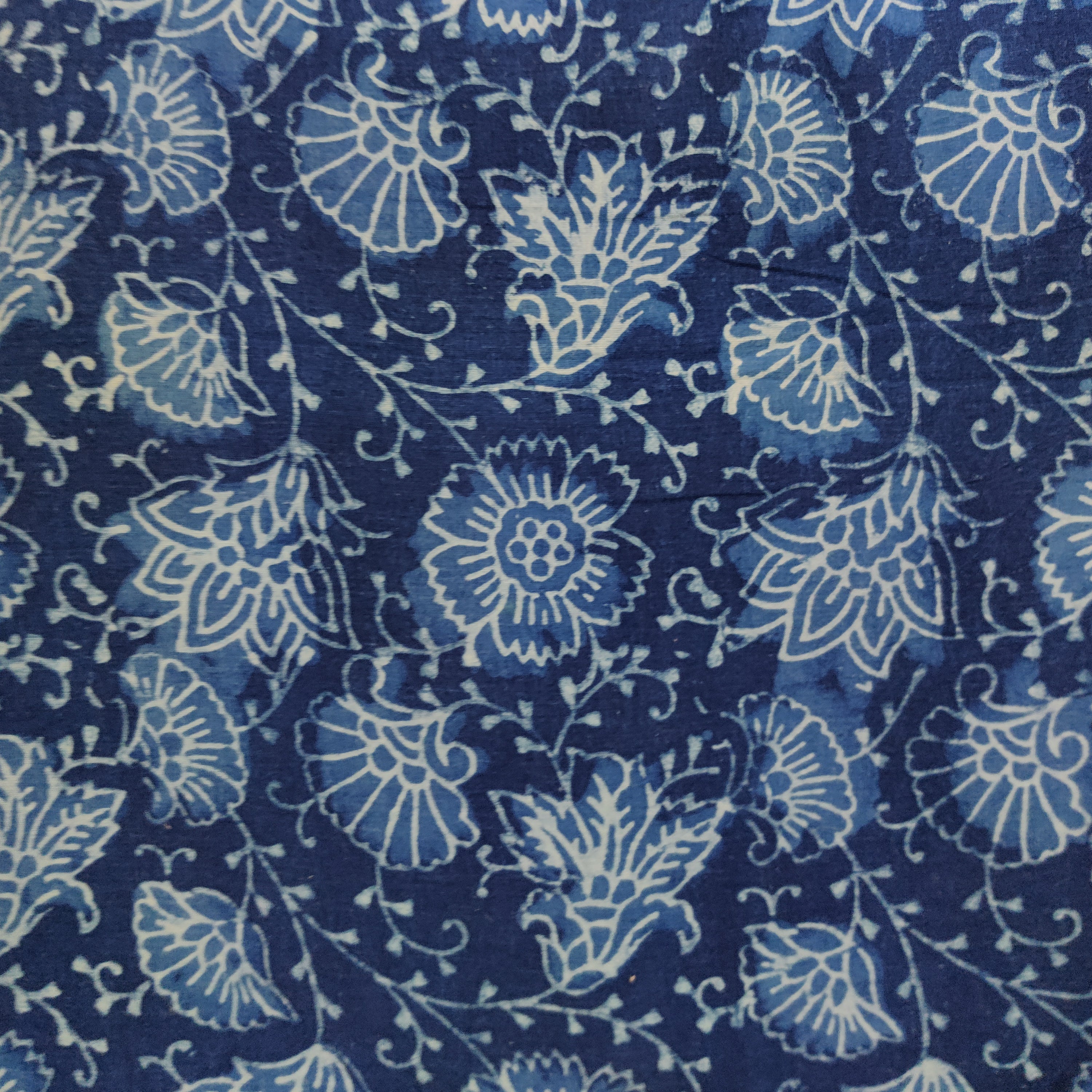 Pure Cotton Indigo Wild Flower Jaal Hand Block Print Fabric – Sanskruti