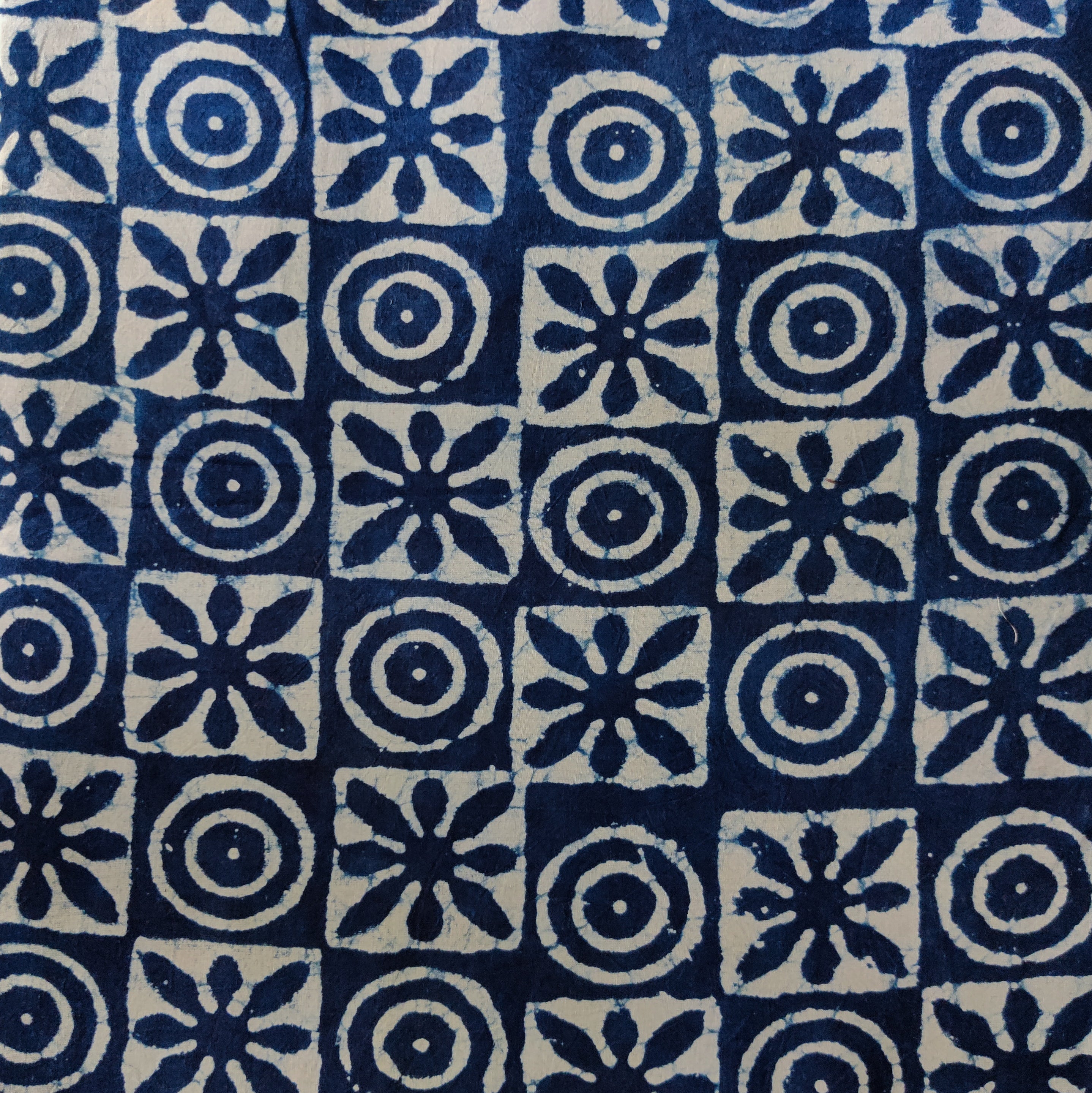 Pure Cotton Indigo With Ancient Temple Sqaures And Vedic Motifs Hand B ...