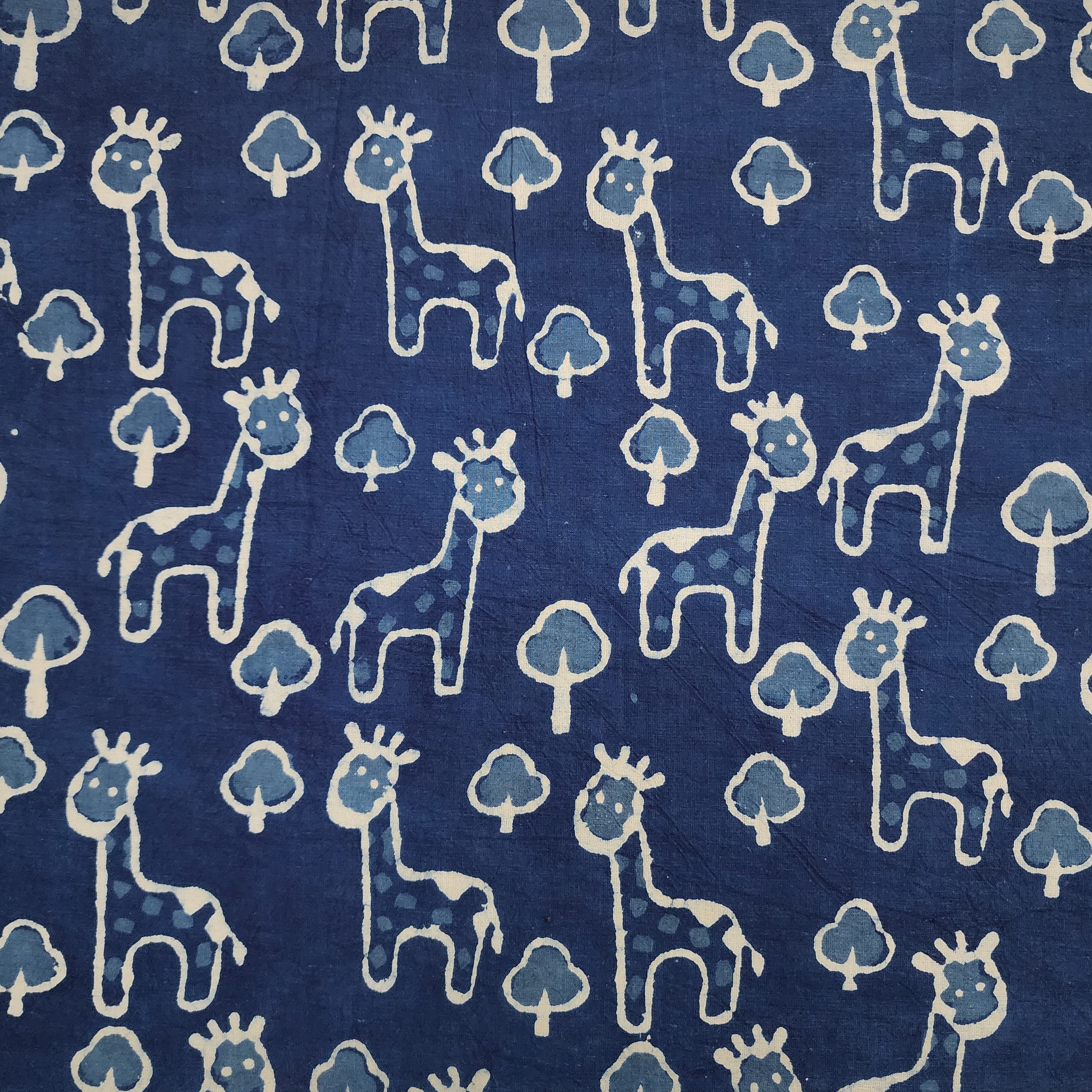 Pure Cotton Indigo With Baby Giraffe Hand Block Print Fabric – Sanskruti