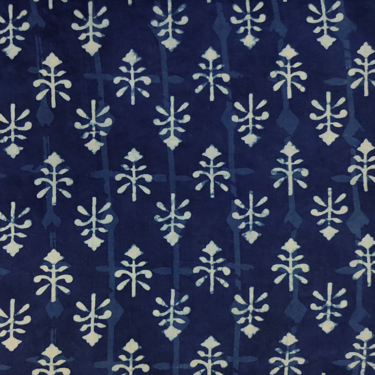 Pure Cotton Indigo With Self Design And Small Motifs Hand Block Print ...