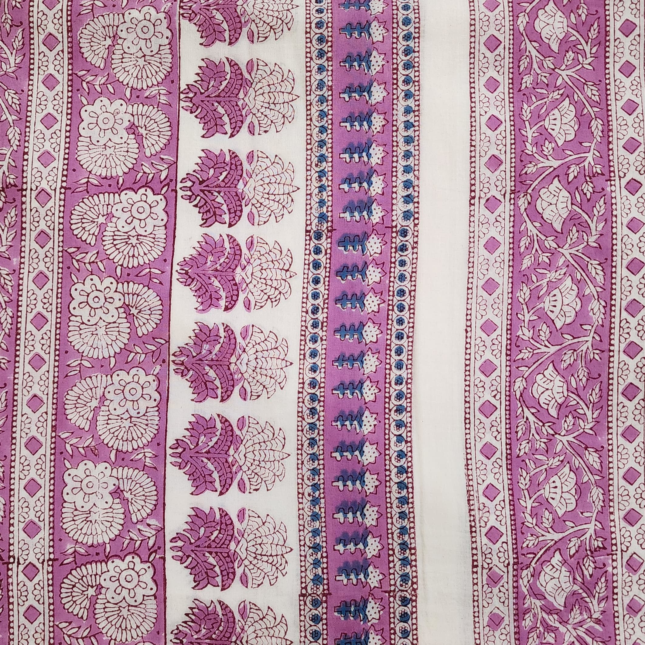 Pure Cotton Jaipuri Big Border With Pink Flower Design Hand Block Prin ...