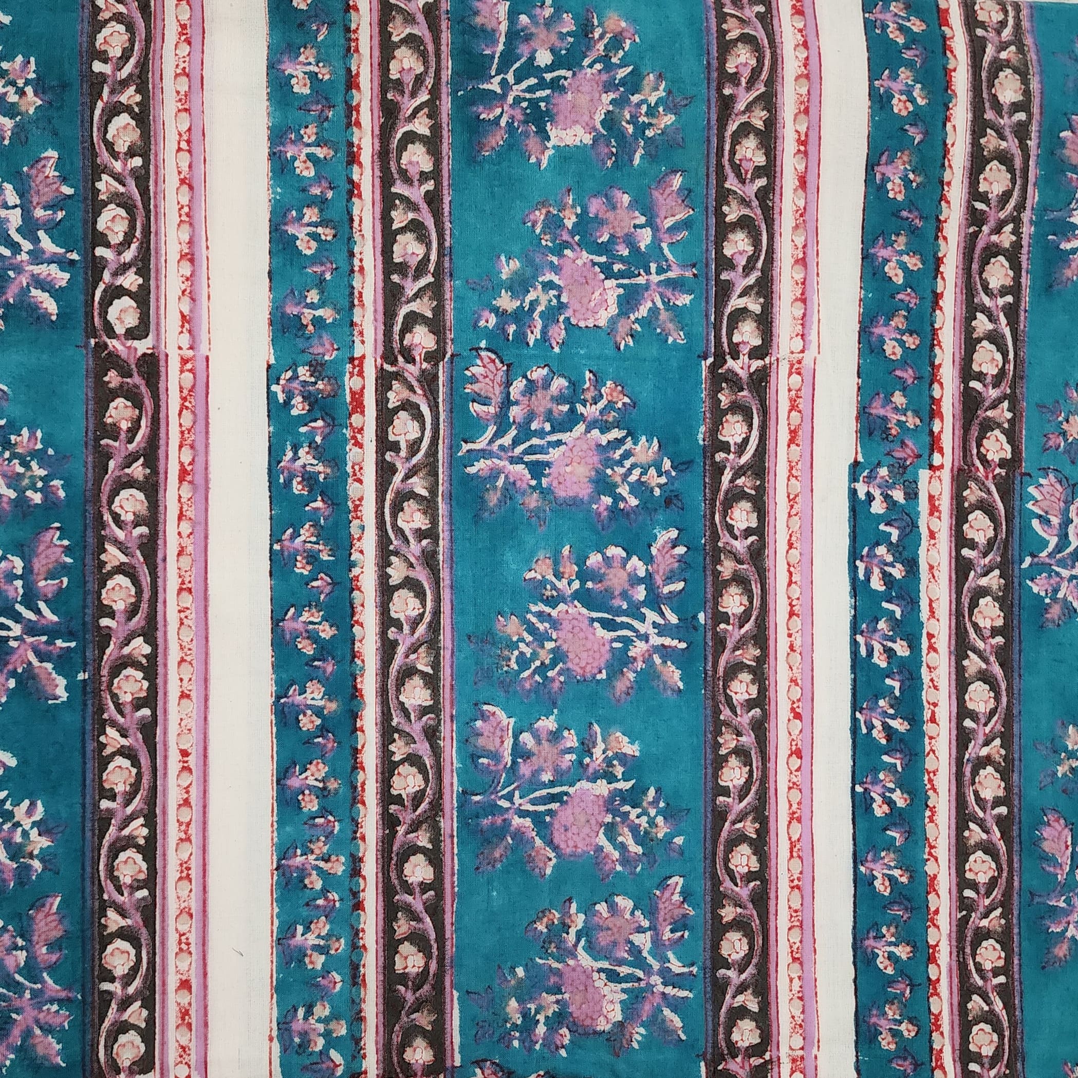 Pure Cotton Jaipuri Black With Blue And Pink Big Border Hand Block Pri ...