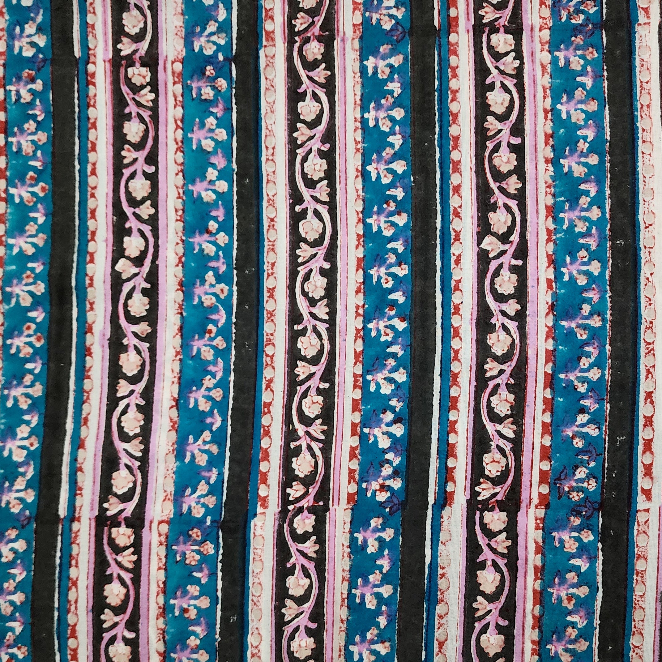 Pure Cotton Jaipuri Black and Pink Two Different Border Creeper Hand B ...