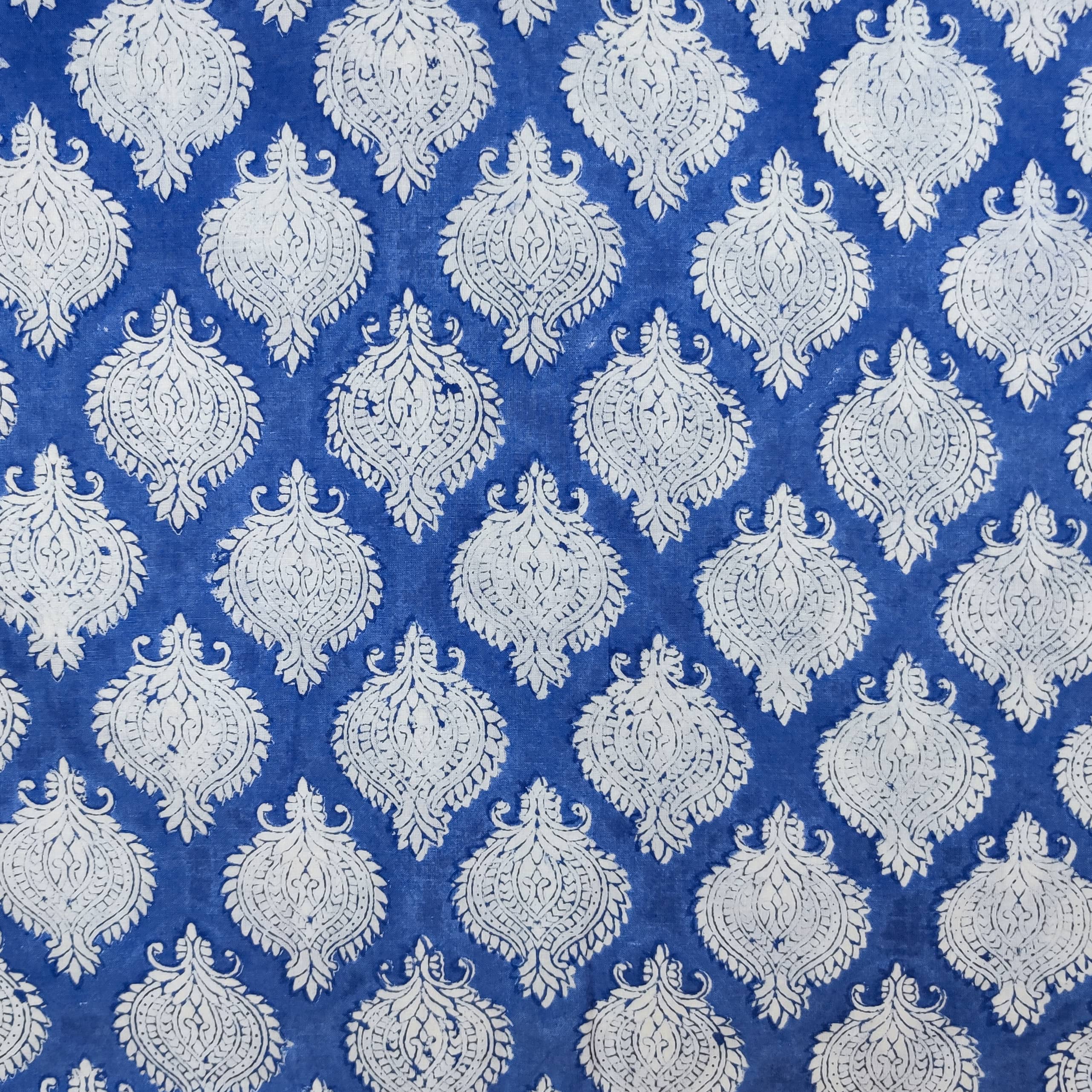 Pure Cotton Jaipuri Blue With Tribal Motif Hand Block Print Fabric ...