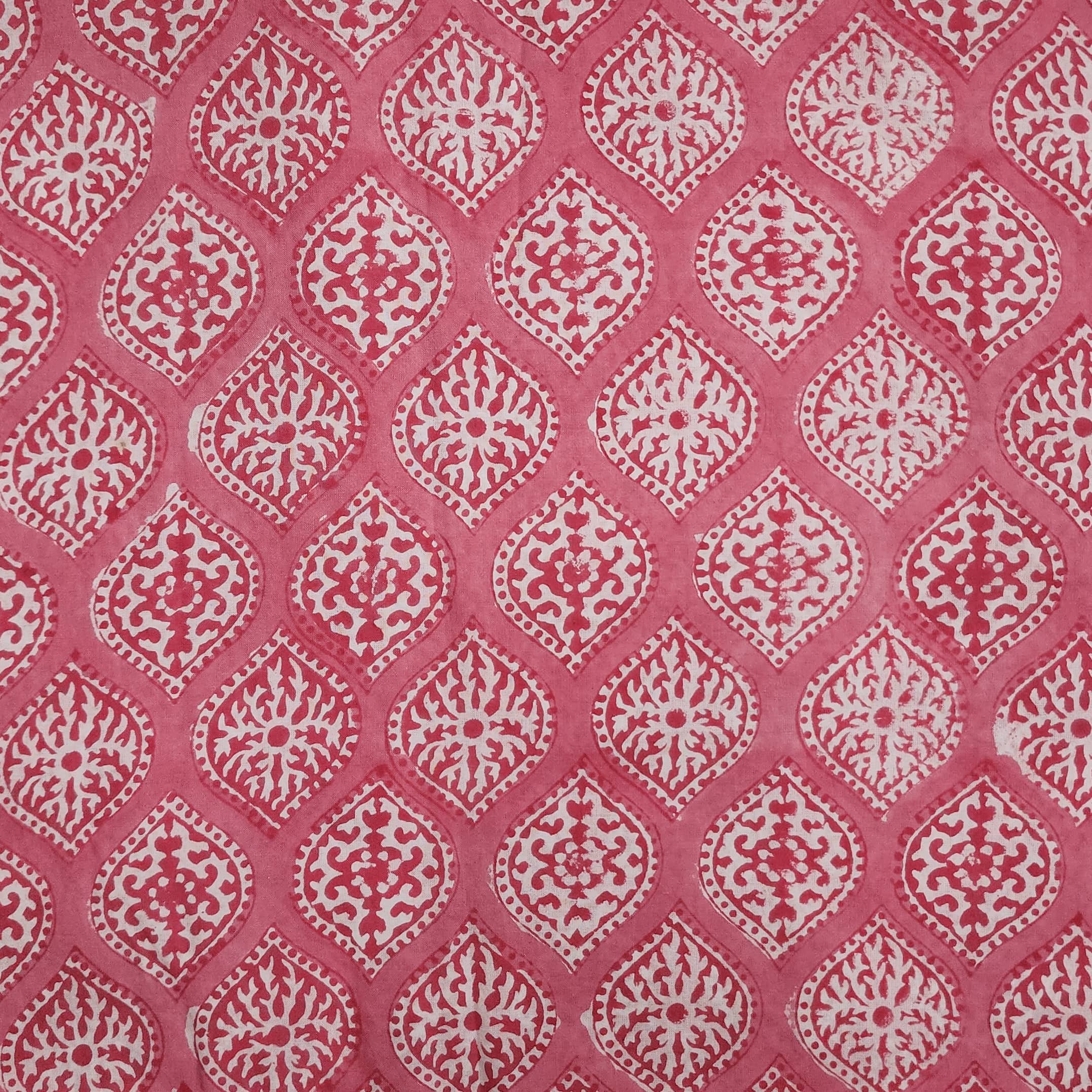 Pure Cotton Jaipuri Pink With Pink Intricate Motifs Hand Block Print F ...