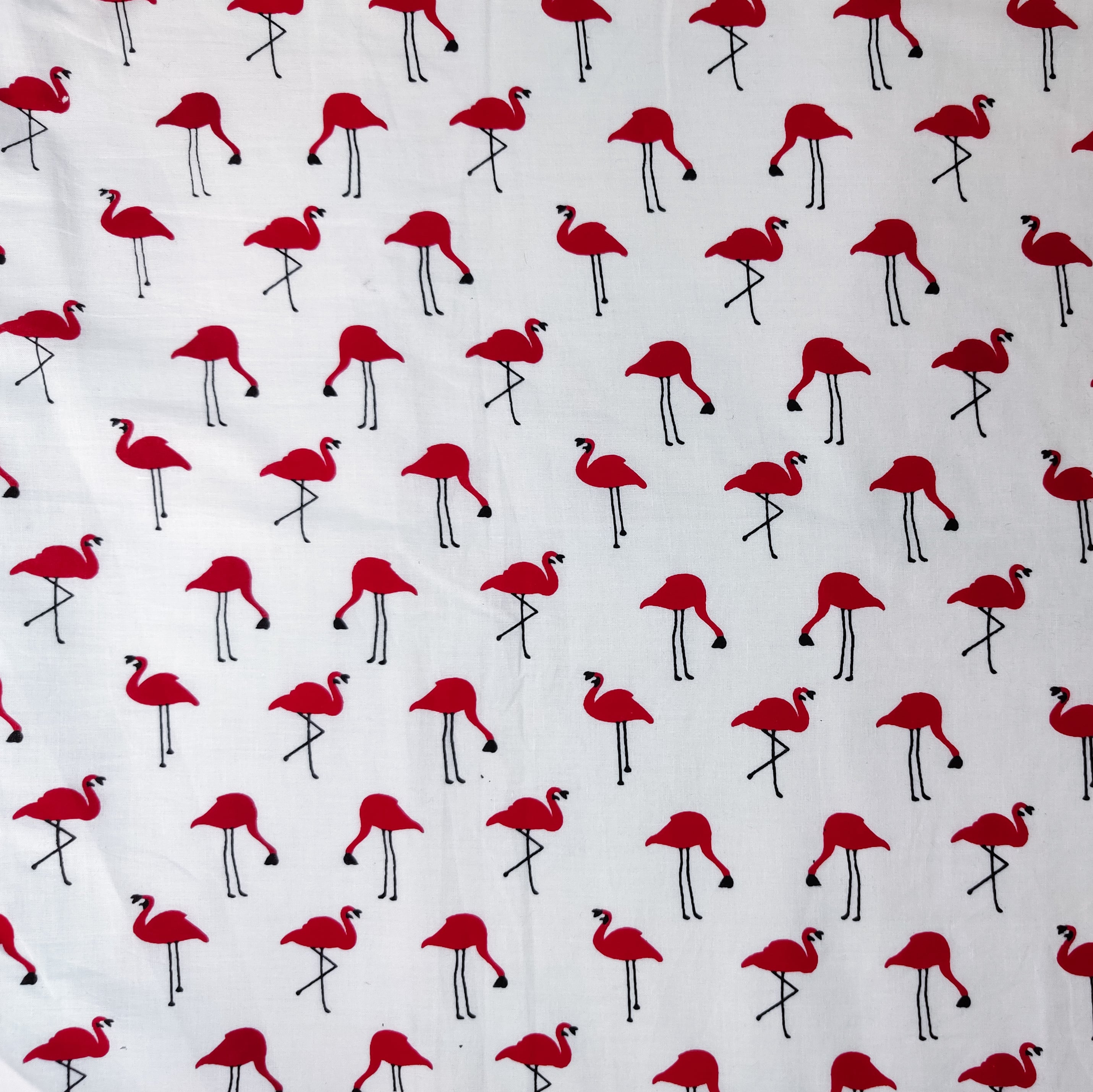 Pure Cotton Jaipuri White With Red Flamingo Hand Block Print Fabric ...